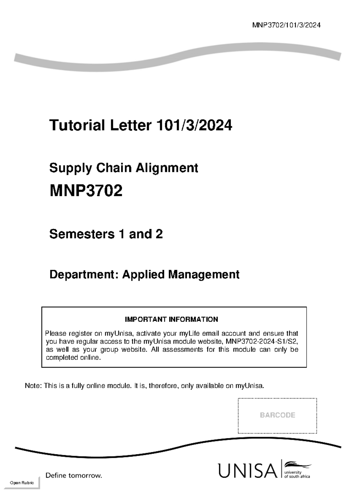 MNP3702 - Tutorial Letter - MNP3702/101/3/ 2024 Tutorial Letter 101/ 3 ...