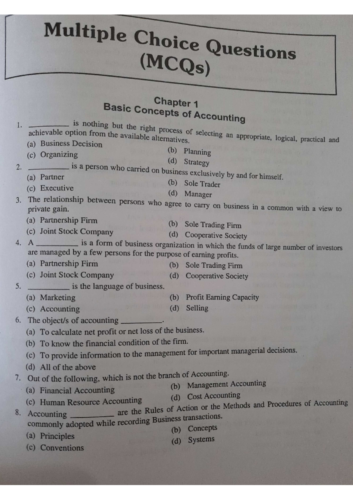 MBA syllabus MCQ Managerial accounting 2022 - mba finanace - Studocu