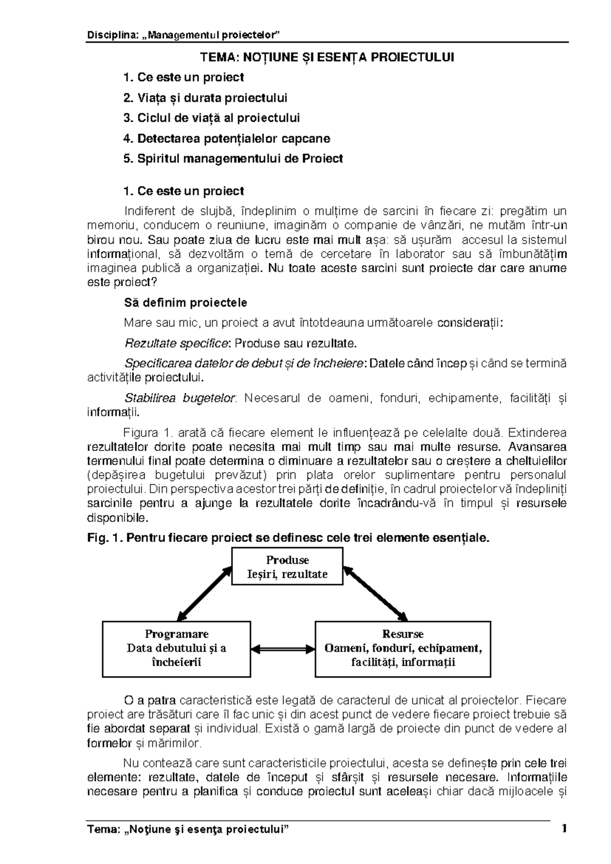 Tema 1. Notiune si esenta proiectului - TEMA: NOȚIUNE ȘI ESENȚA ...