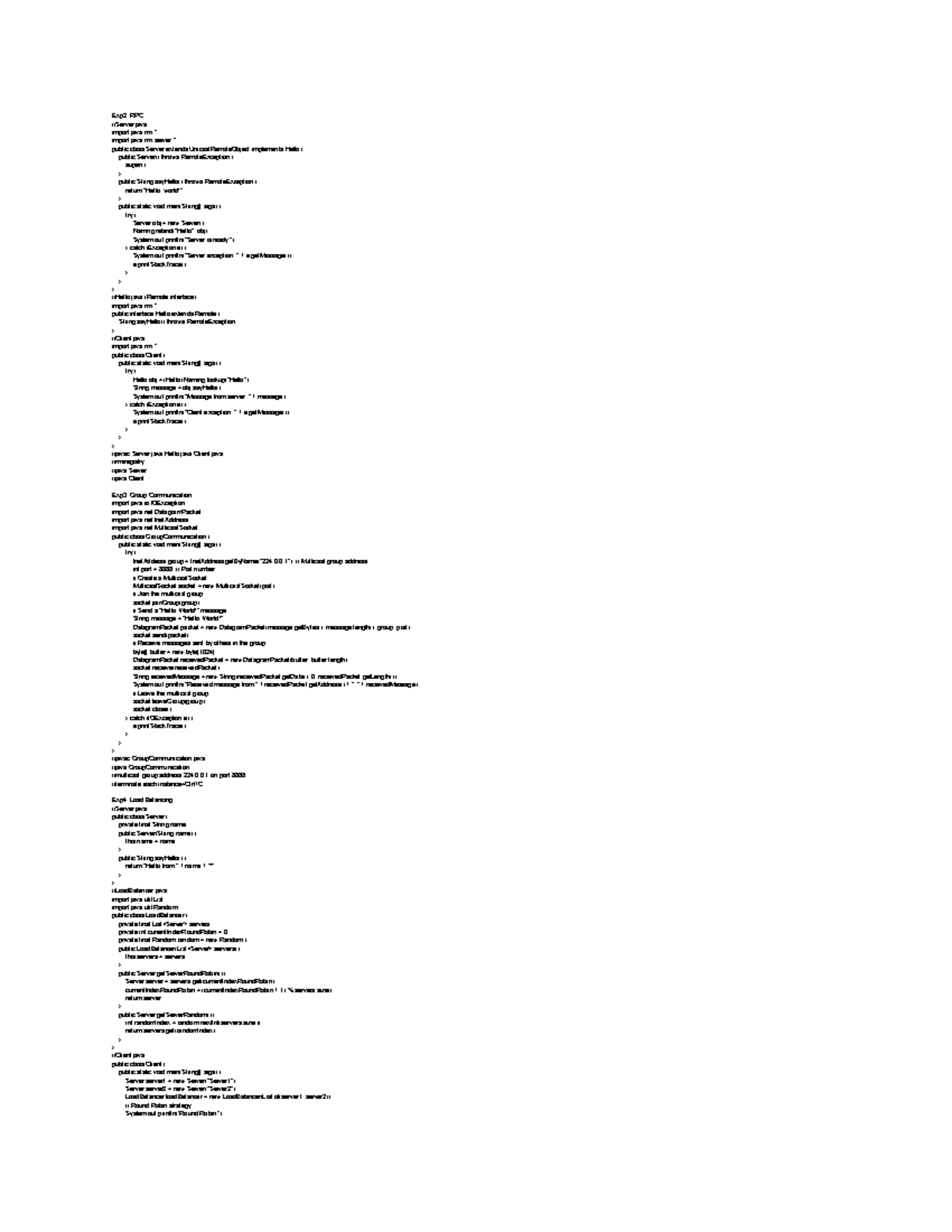 DC Pracs - Computer Eng - Exp2: RPC Server: import java.; import java.rmi.; public class Server ...