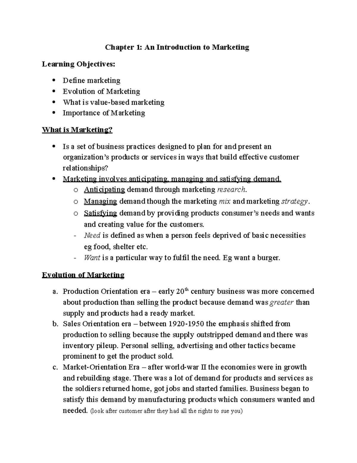 Chapter 1 - note - Chapter 1: An Introduction to Marketing Learning ...