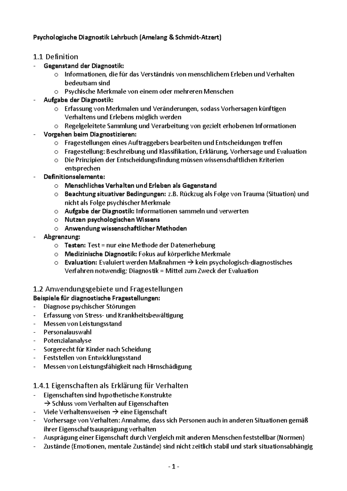 Diagnostik Zusammenfassung Lehrbuch - Warning: TT: undefined function: 22 Warning: TT: undefined ...