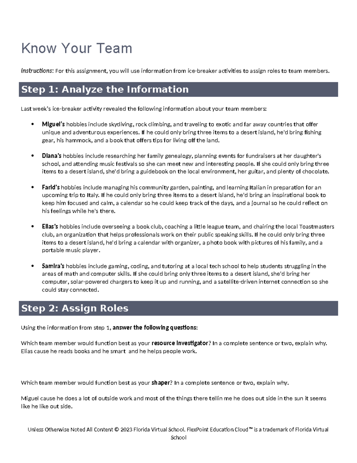 Know your team assignment - Know Your Team Instructions: For this ...