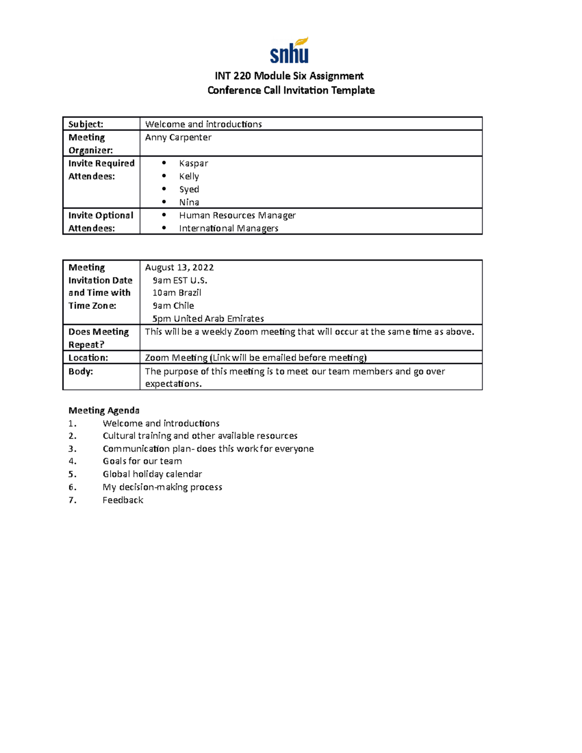 Mod 6 Conference Call Invitation Template - INT 220 Module Six ...