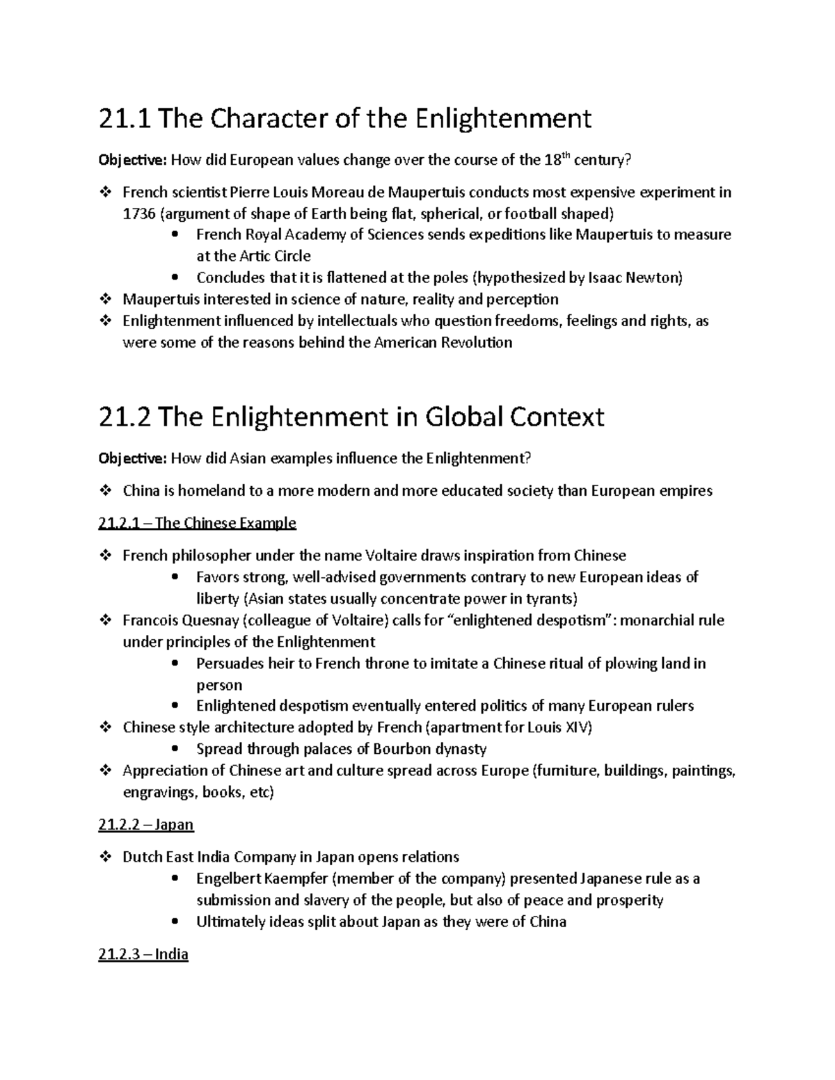 Ch. 21 Revel Notes - 21 The Character of the Enlightenment Objective ...