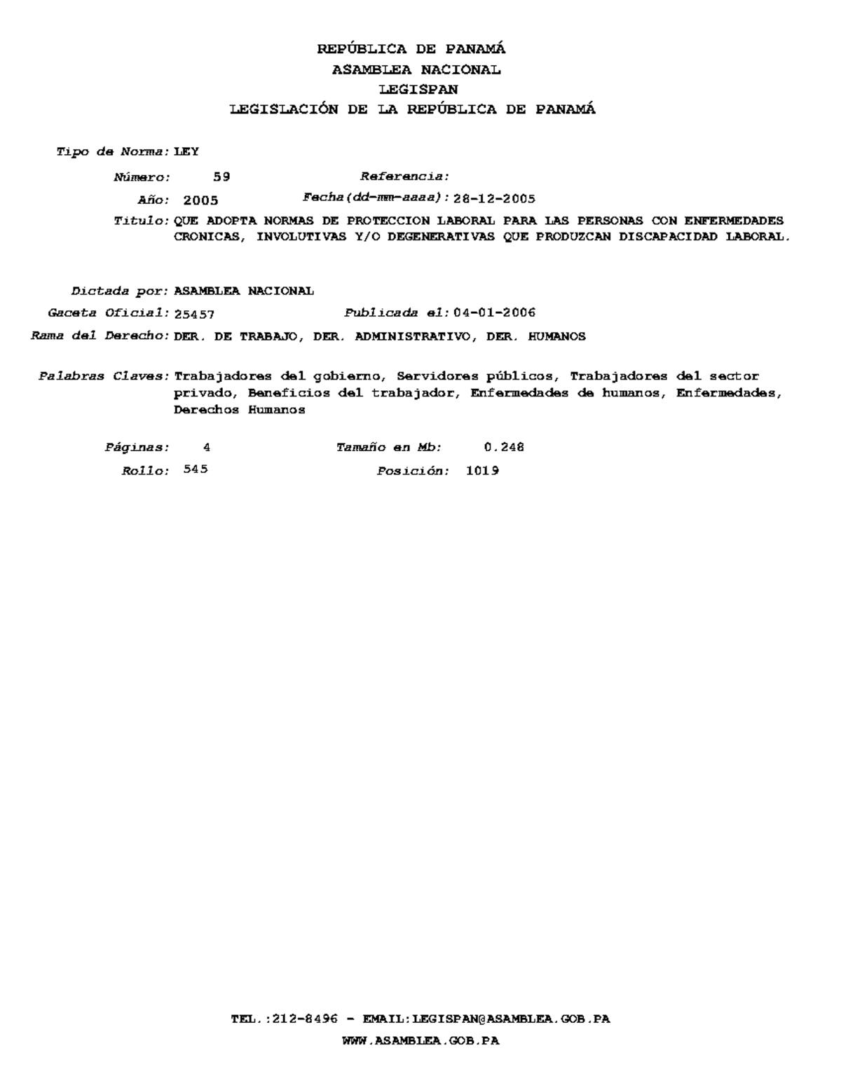 Ley 42 discapacidad PTY - ASAMBLEA NACIONAL REPÚBLICA DE PANAMÁ ...