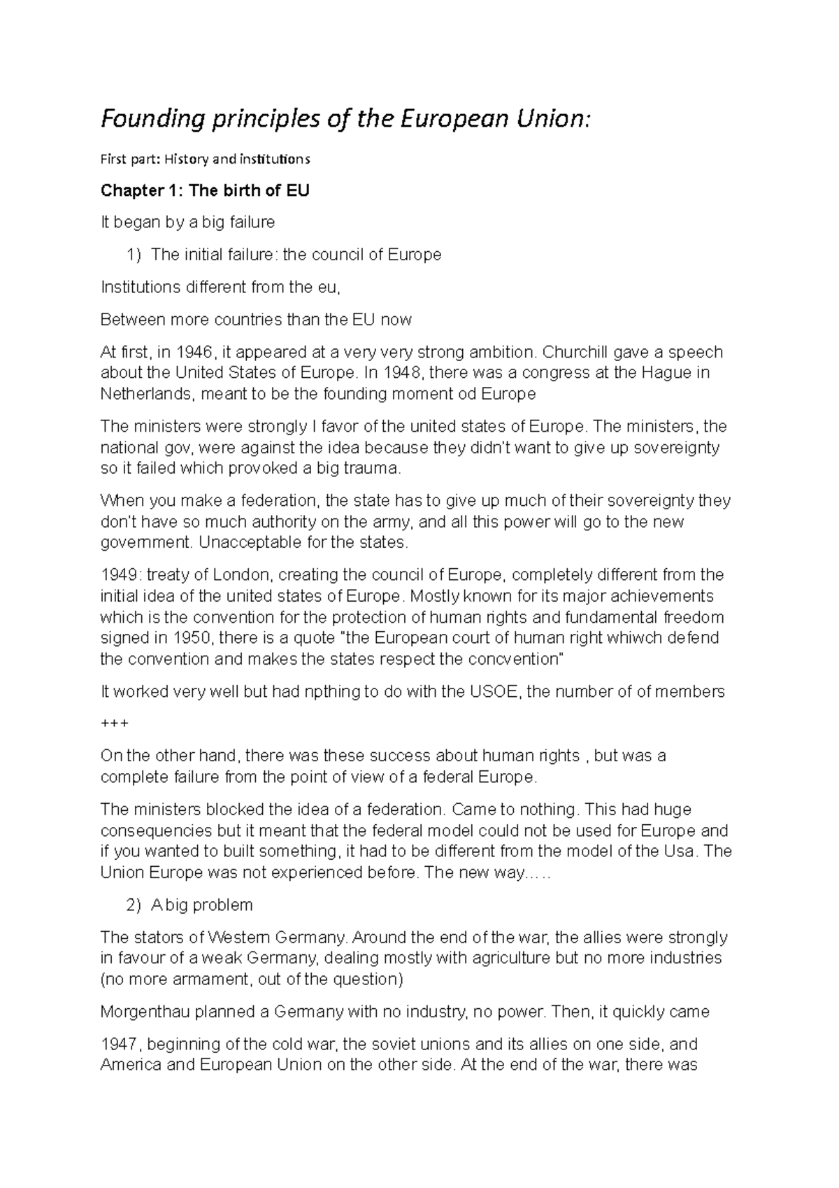 1st chapter of the Founding principles of the eu - Founding principles ...