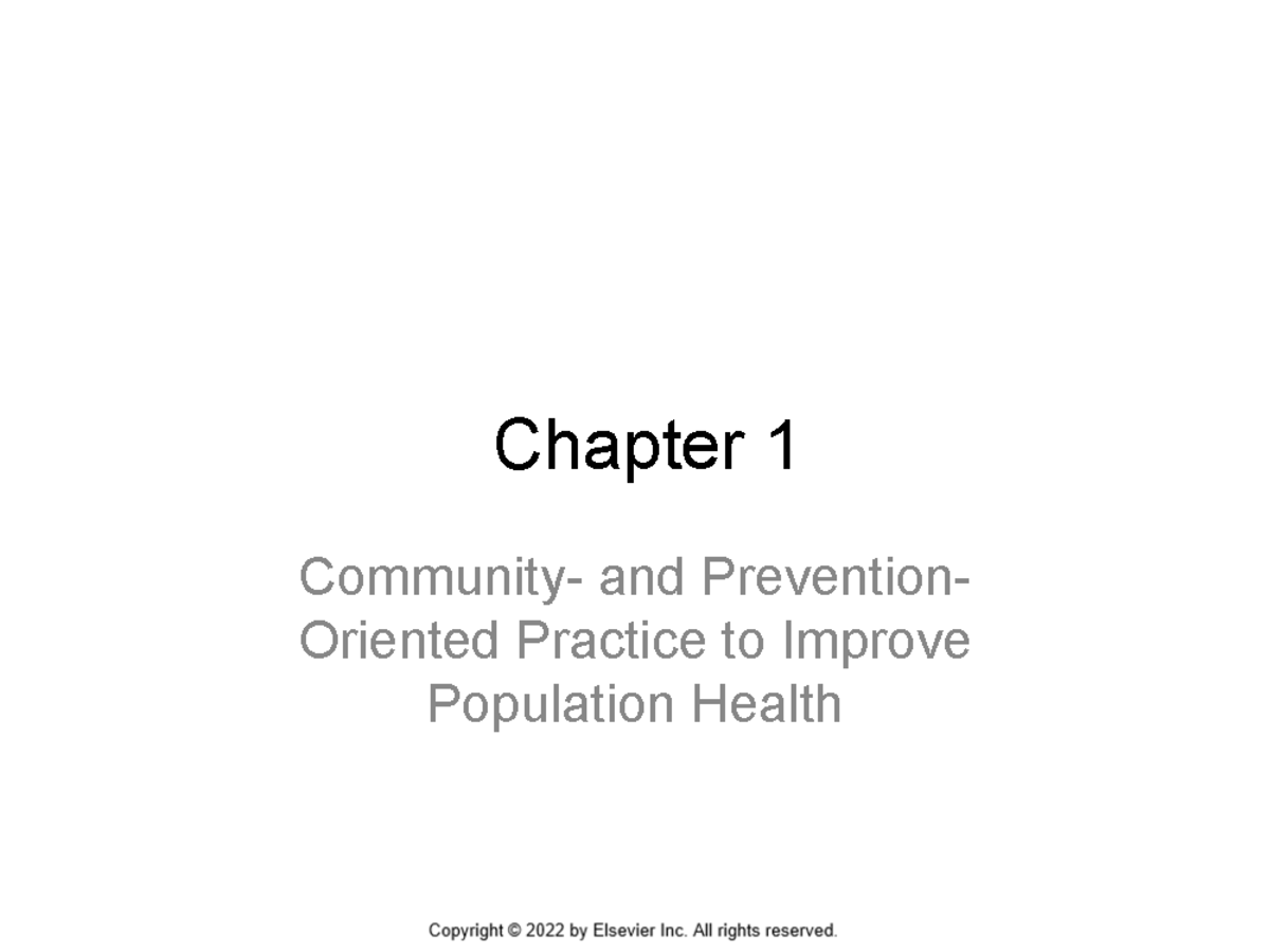 Chapter 001 - Week 2 notes - Chapter 1 Community- and Prevention ...