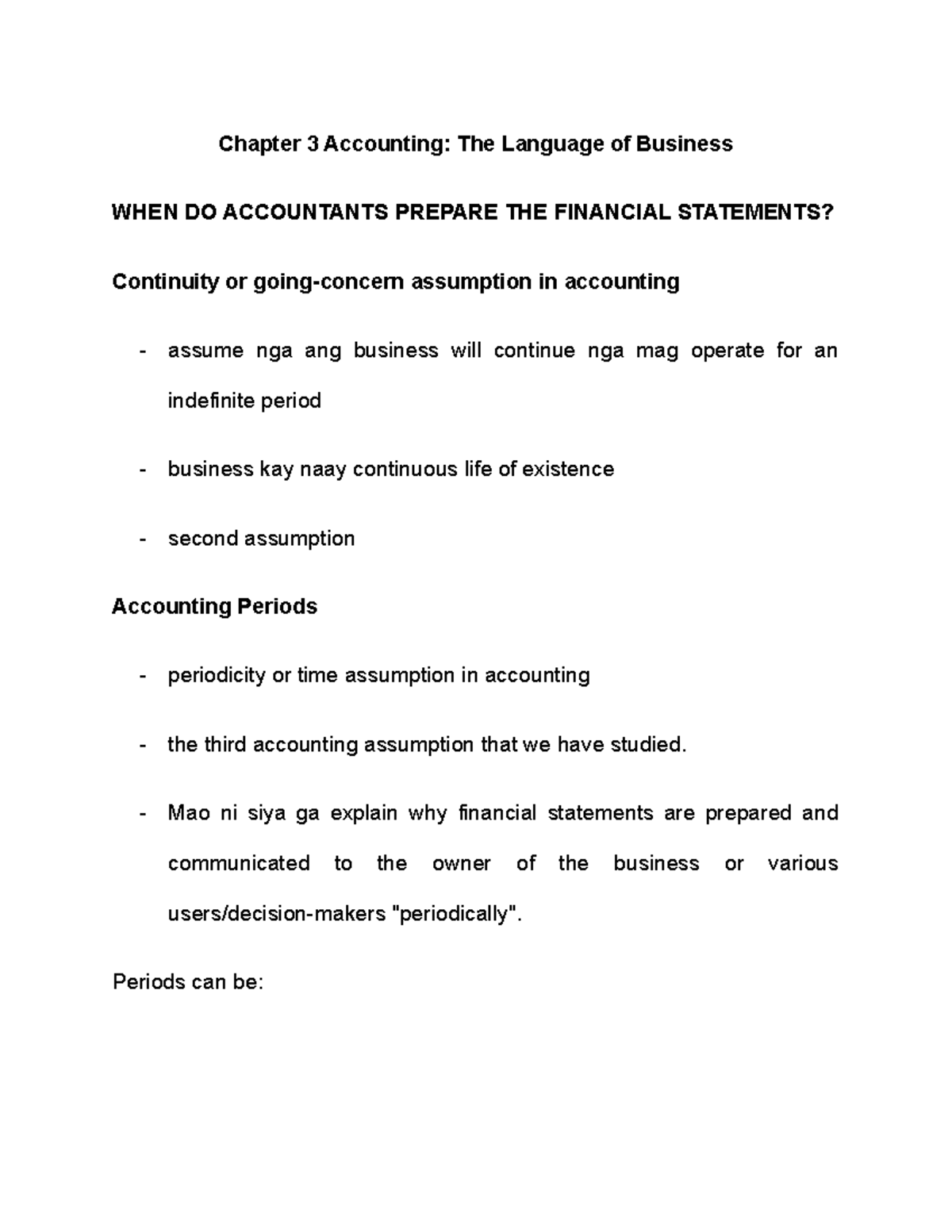Chapter 3 Accounting The Language of Business - Chapter 3 Accounting ...