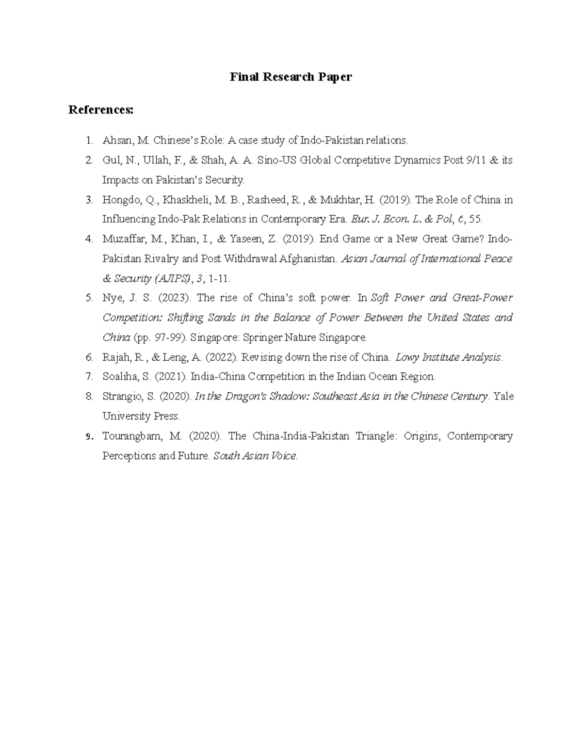 References - Practice material for APA style referencing - Final ...