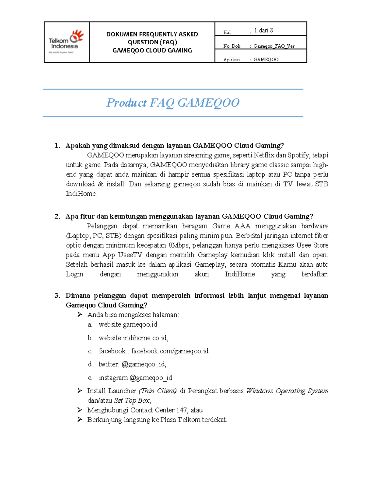 FAQ Game Qoo - GameQoo FAQ - DOKUMEN FREQUENTLY ASKED QUESTION (FAQ ...