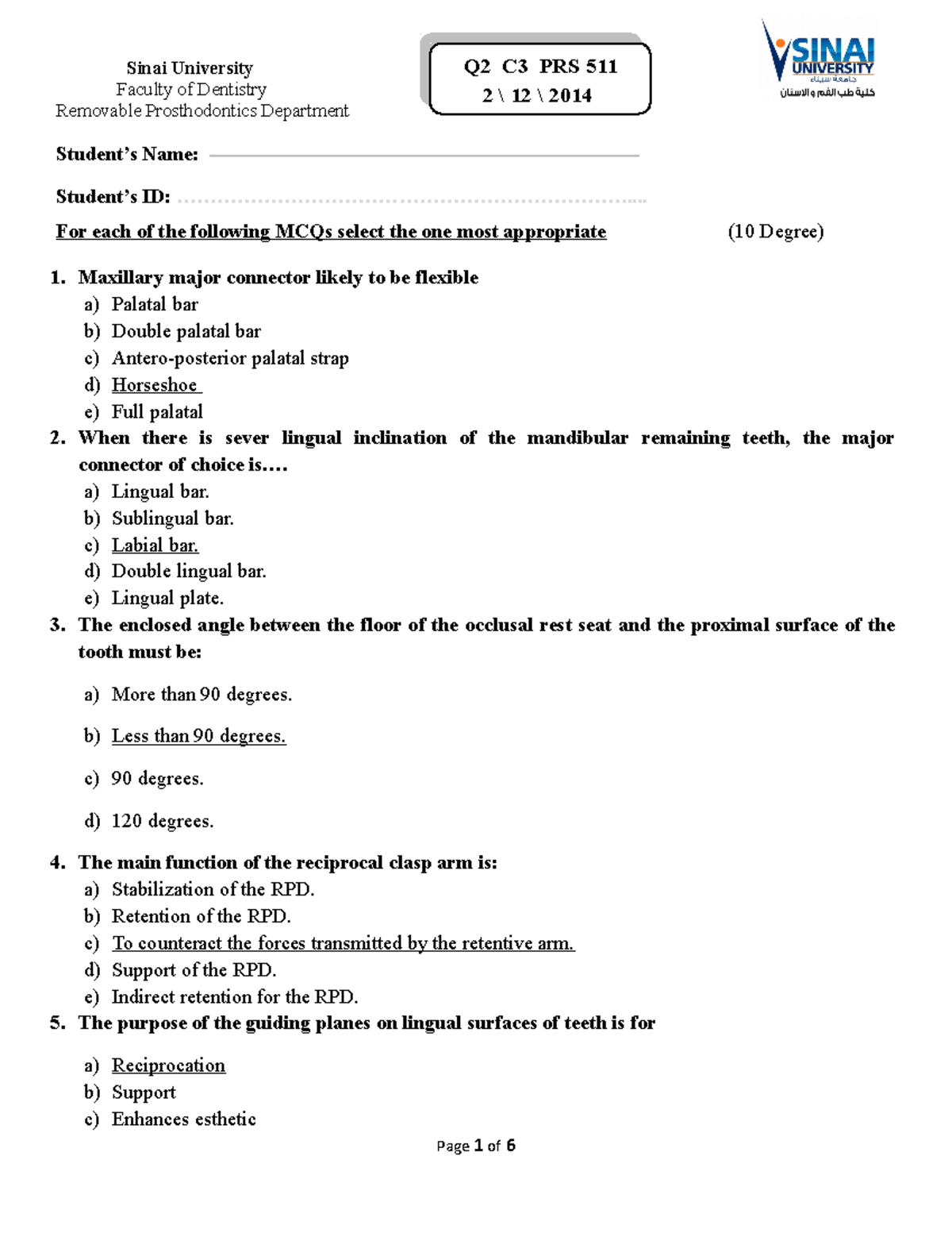 Midterm c3 Fall 2014 - Removable prosthodontics - Sinai University ...
