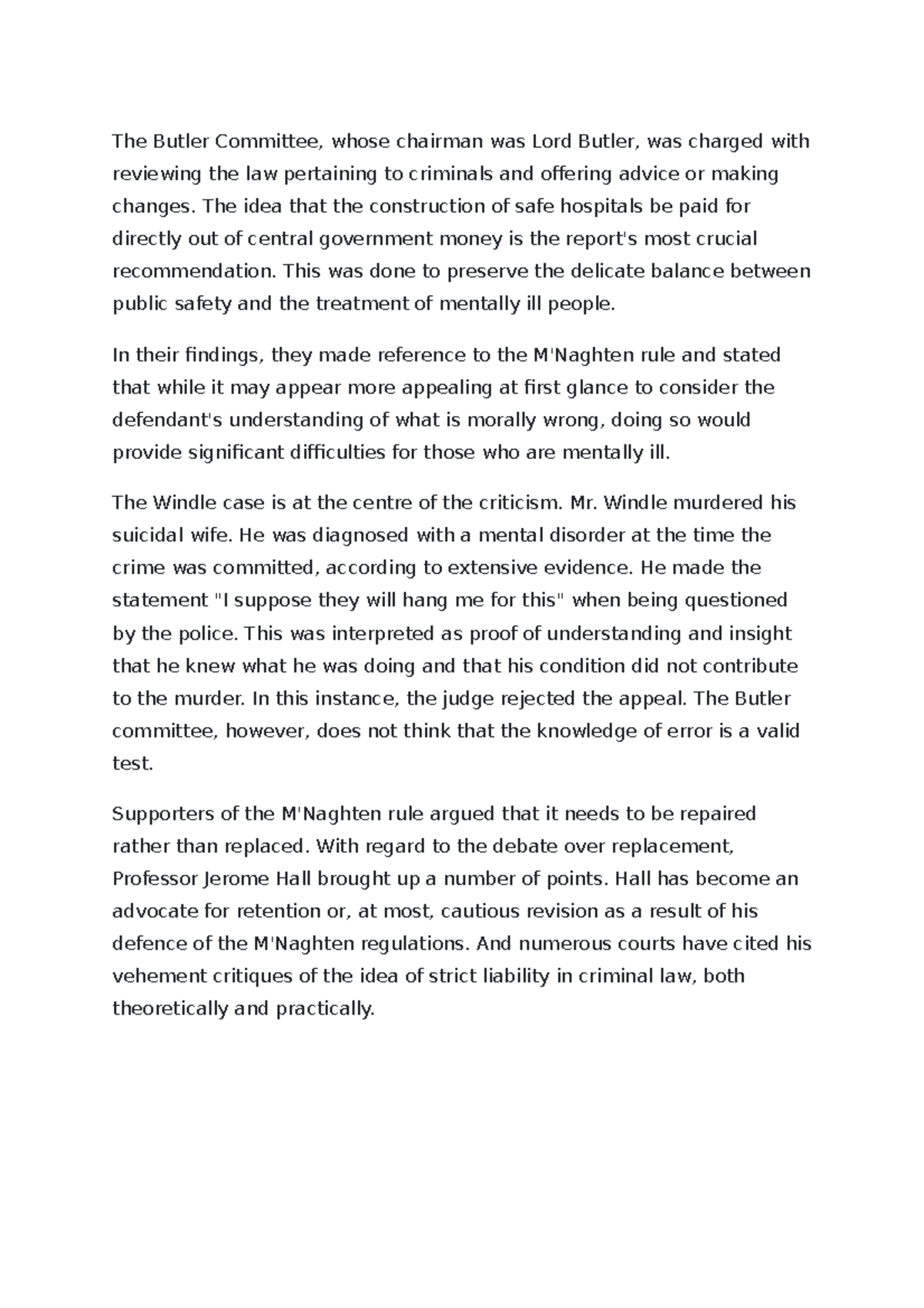 Criminal law 72 - The Butler Committee, whose chairman was Lord Butler ...