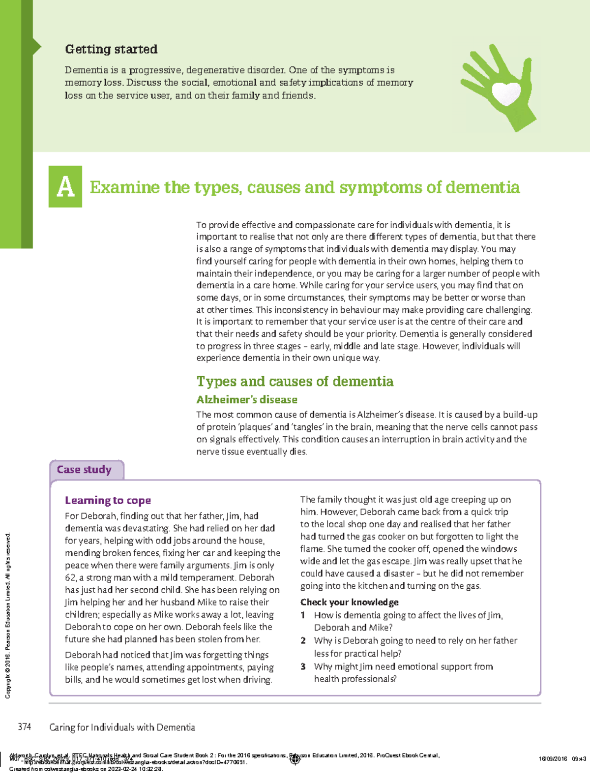 BTEC Nationals Health and Social Care Student Book - ####### 374 Caring ...