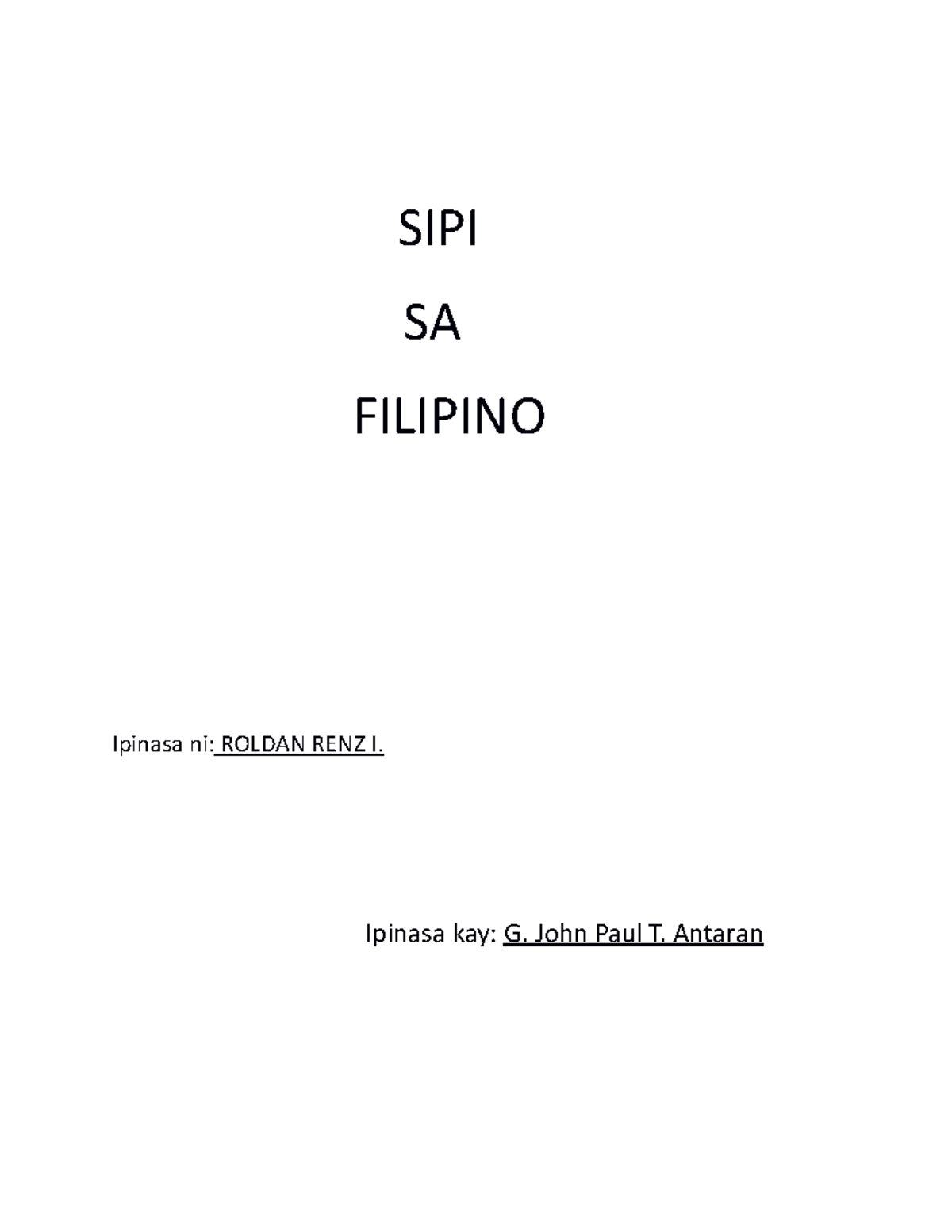 Filipino- Softcopy - Just an anonymous - SIPI SA FILIPINO Ipinasa ni ...