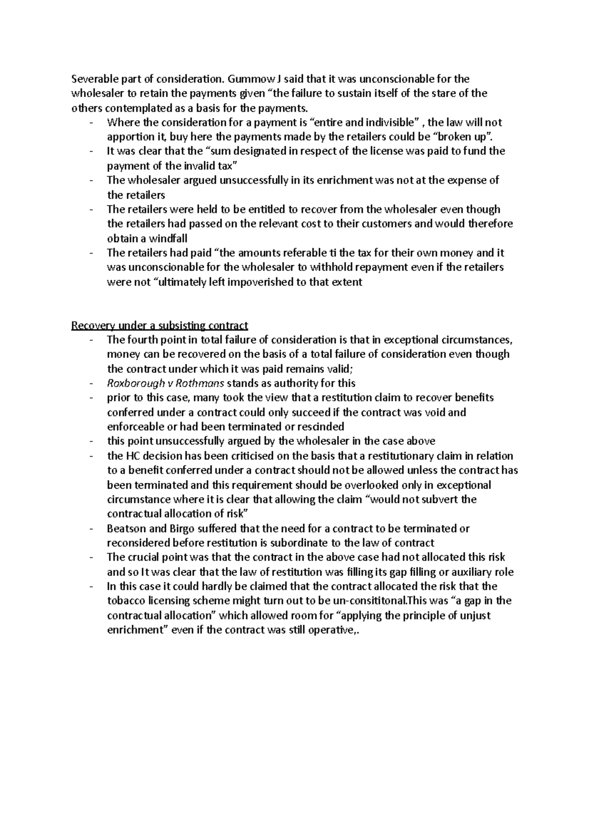 Severable part of consideration - Gummow J said that it was ...