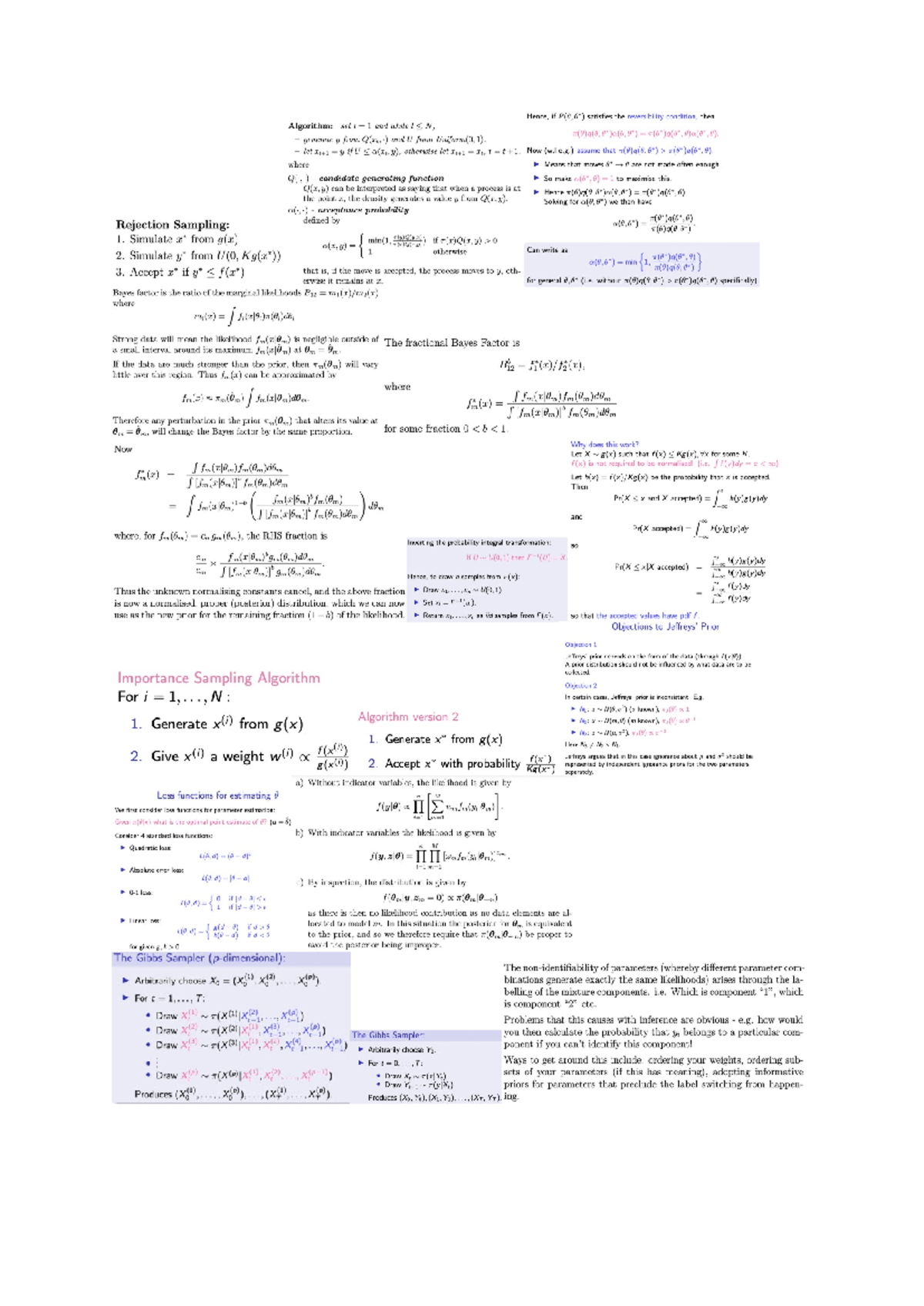 Cheat Sheet MATH3871 - Hence, if satisfies the reversibility condition ...