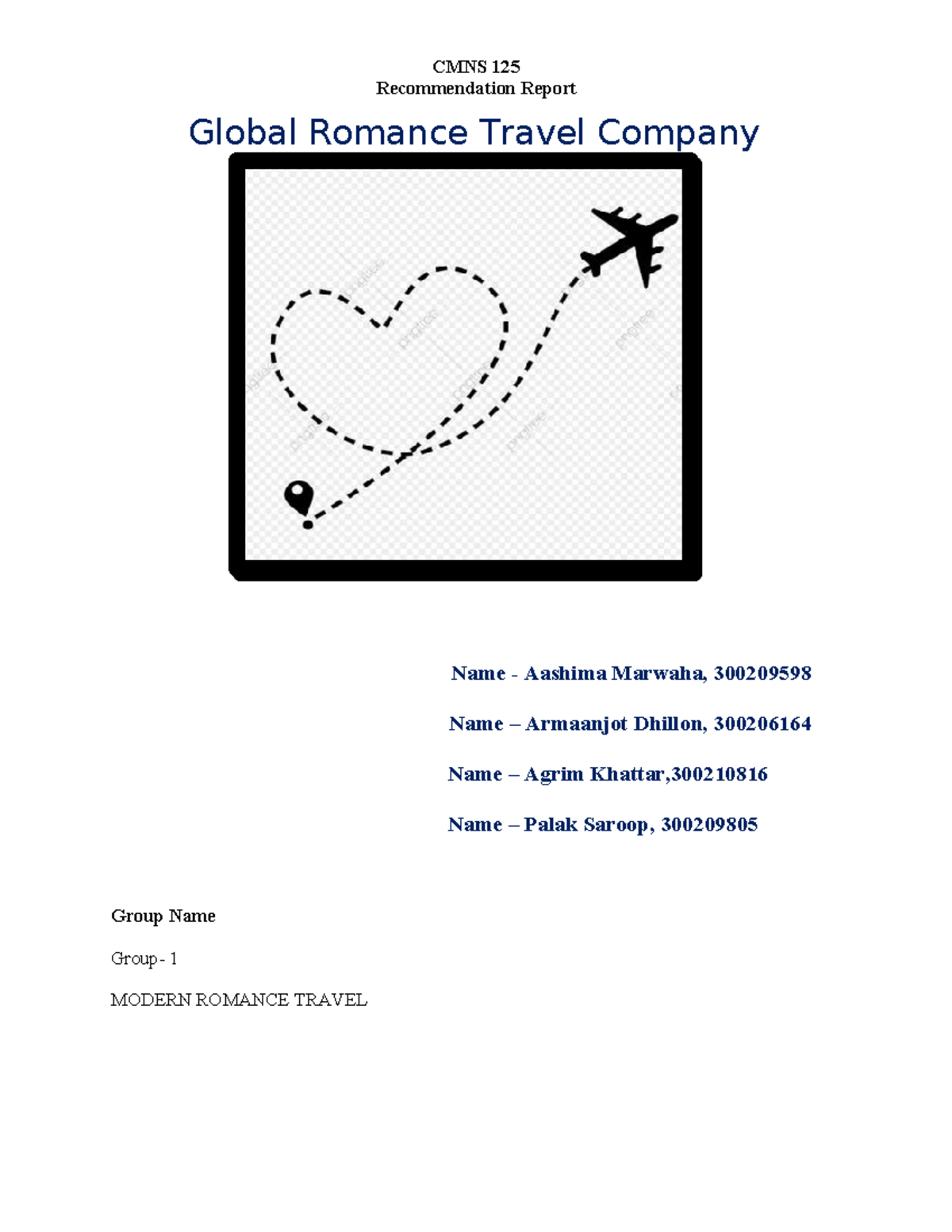 A3 Modern Travel Company - Recommendation Report Global Romance Travel ...