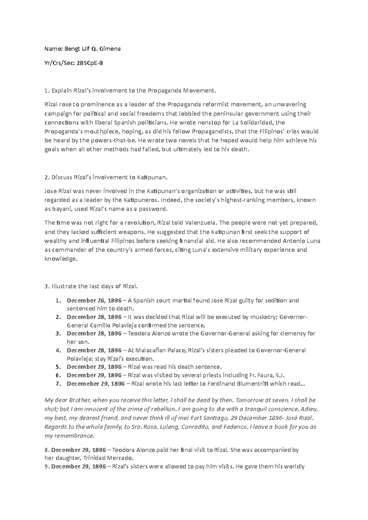 Gimena, Bengt Ulf Objective essay - Name: Bengt Ulf Q. Gimena Yr/Crs ...