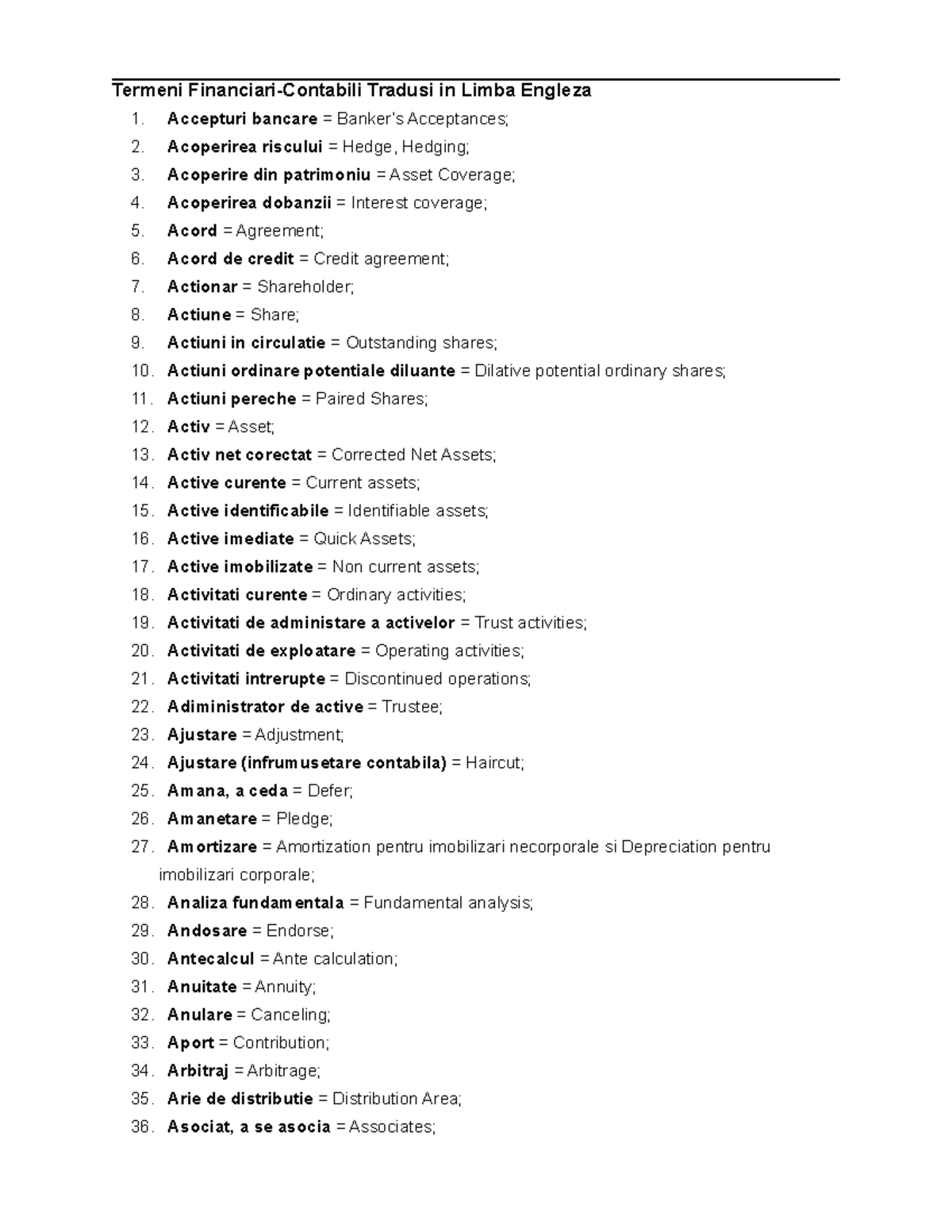 Termeni Financiari Contabili Tradusi in Engleza - Termeni Financiari ...
