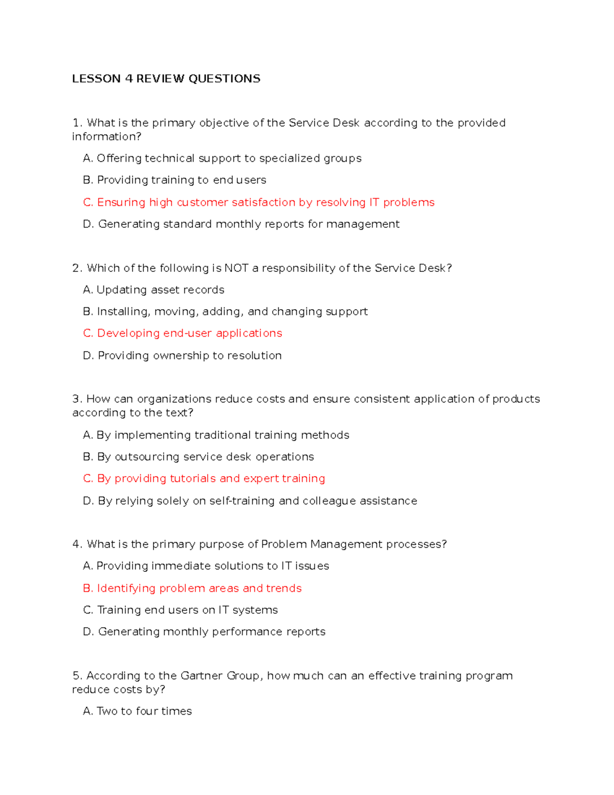 Lesson 4 Review Questions - LESSON 4 REVIEW QUESTIONS What is the ...