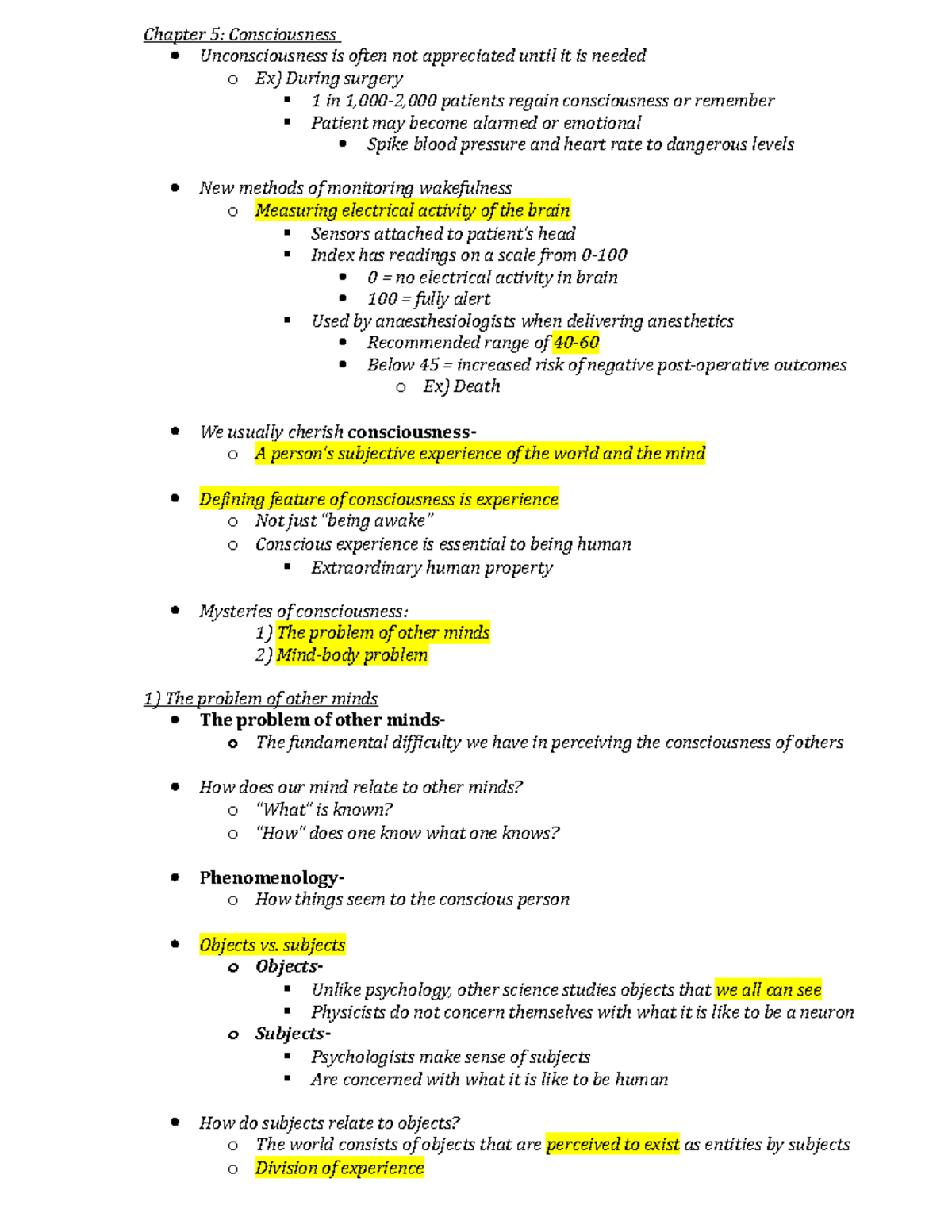 (5) Consciousness - Lecture Notes Ch. 5 - Psych 100 - SFU - Studocu