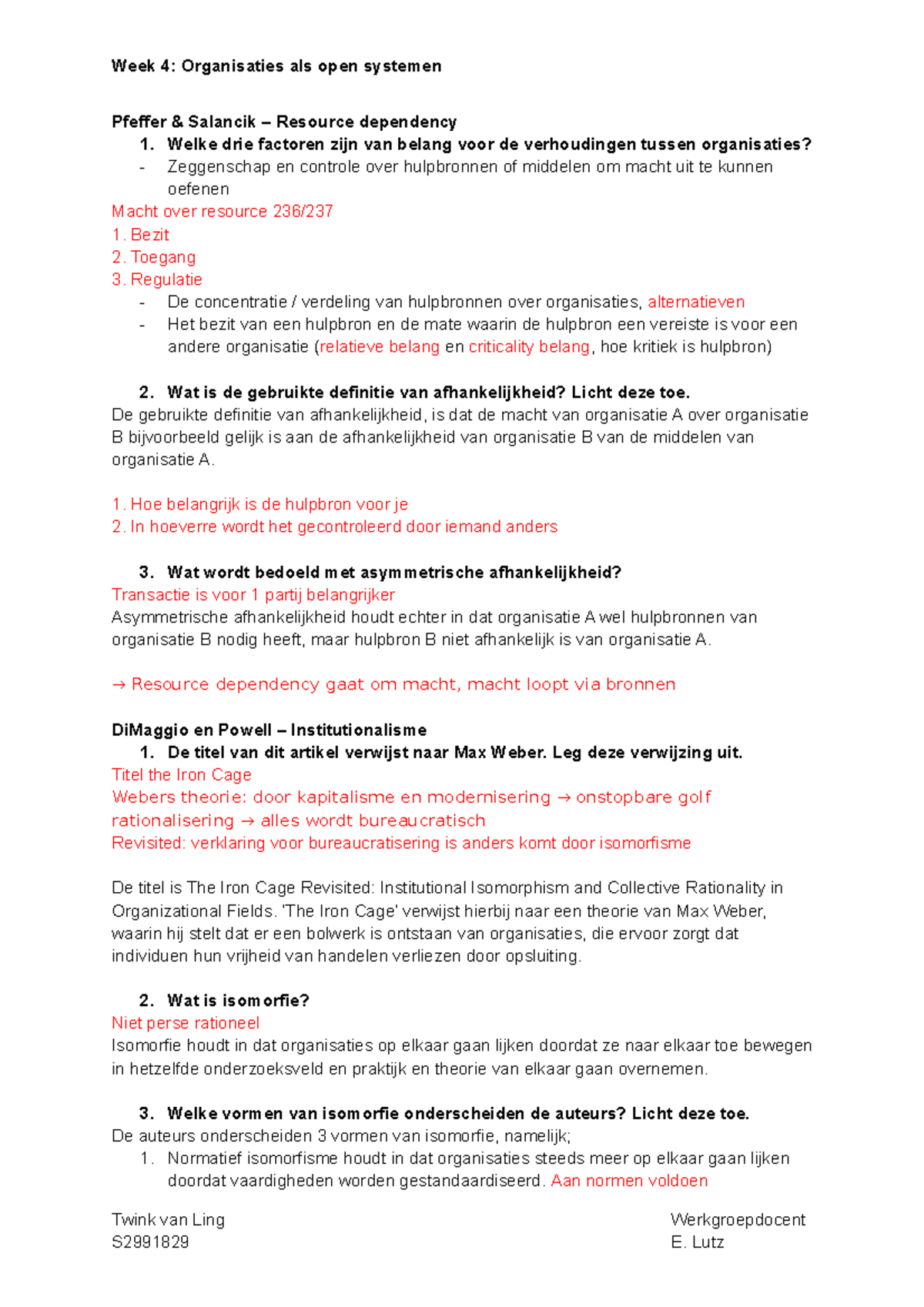 Leesvragen 4 organisatietheorie - Pfeffer & Salancik – Resource ...