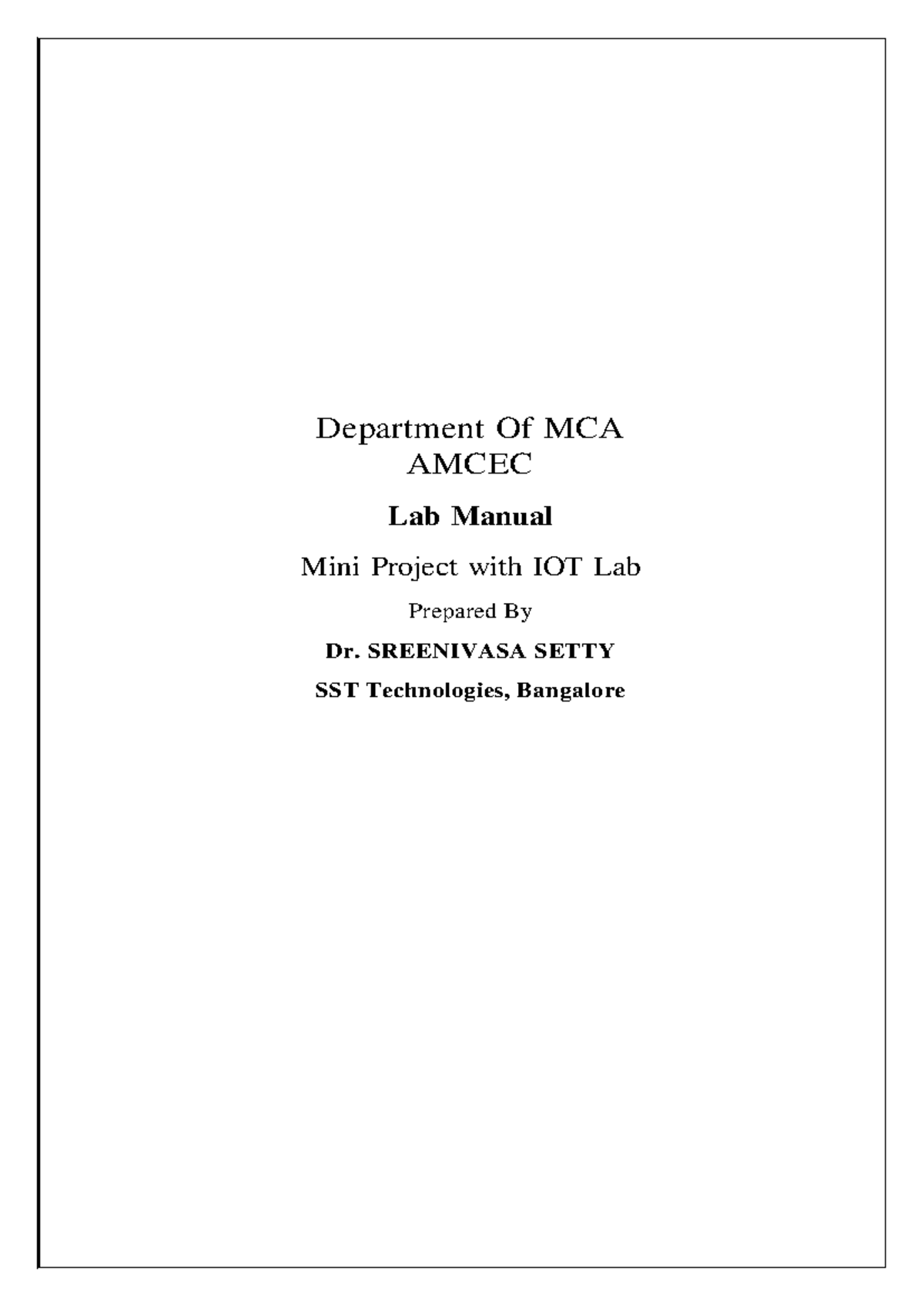 IOT-MCA Lab Manual- Amcec - Department Of MCA AMCEC Lab Manual Mini ...