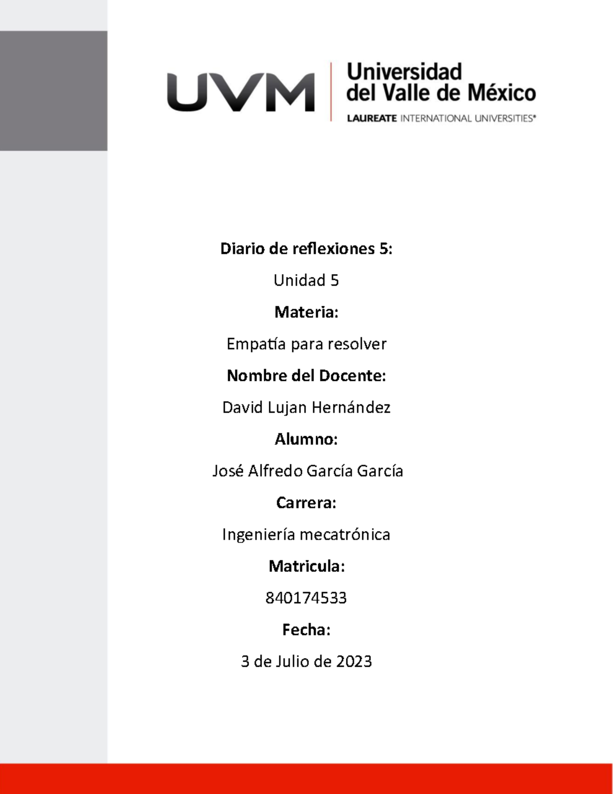 Diario de reflexiones Unidad 5. Modelo de toma de decisión JAGG - Diario de reflexiones 5 ...