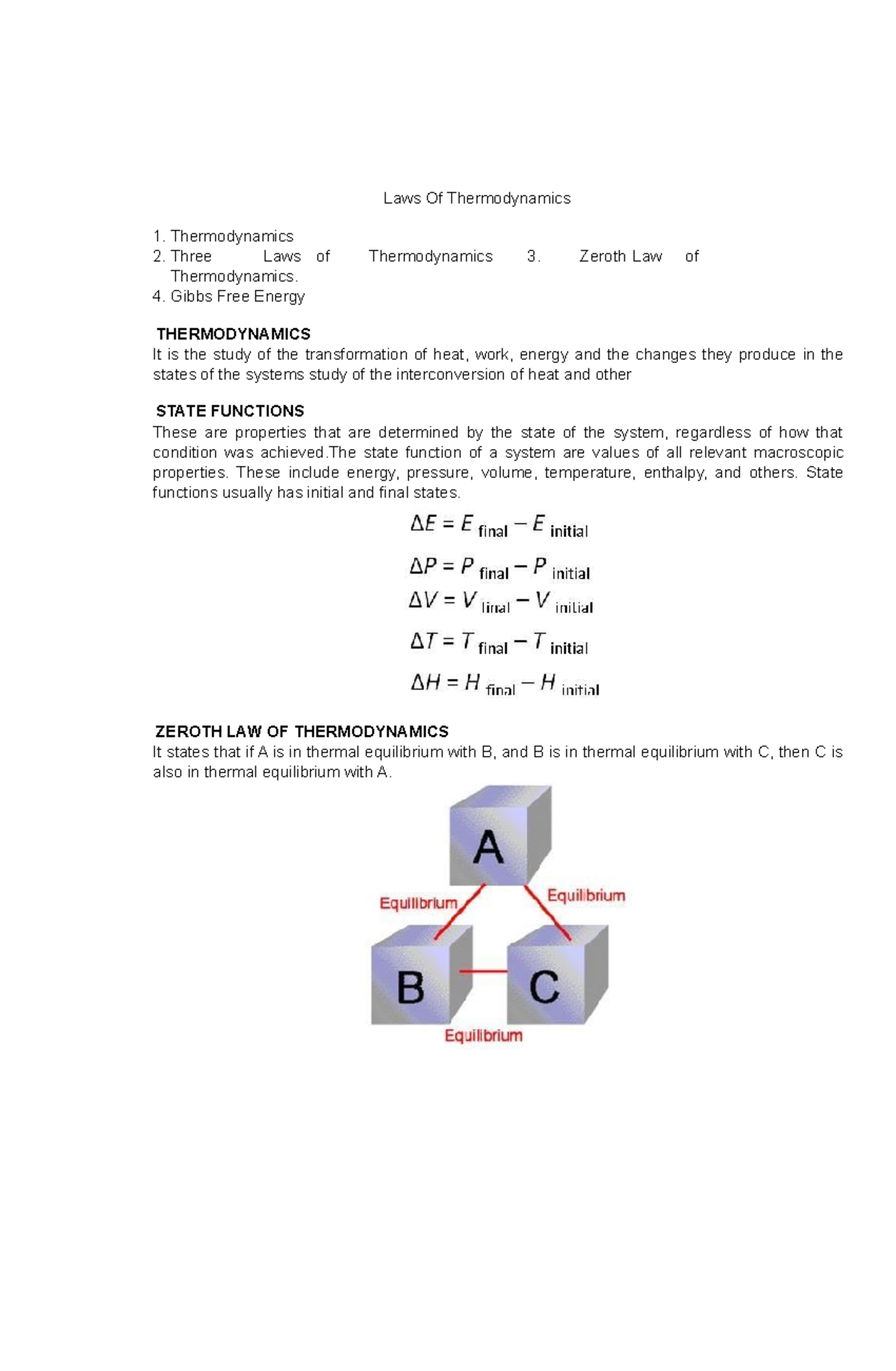 Laws Of Thermodynamics - Zeroth Law of Thermodynamics. Gibbs Free ...