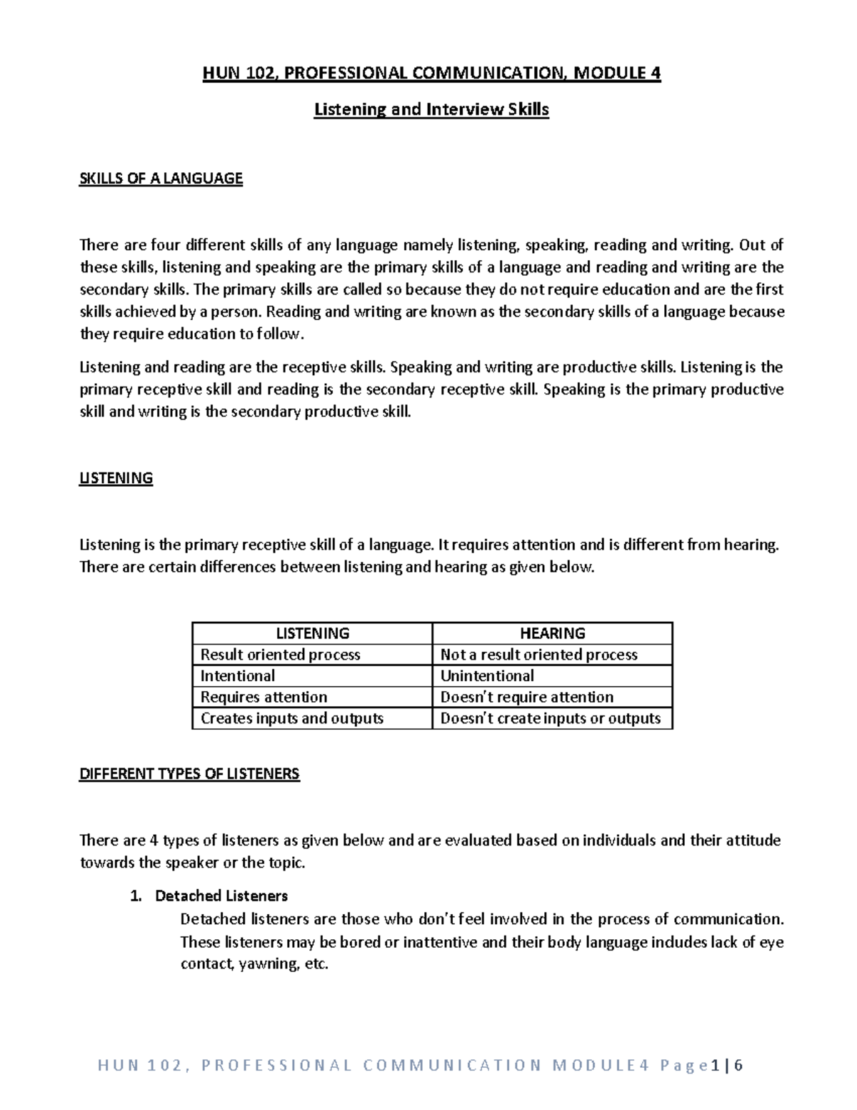 PC Module 4 - Notes - HUN 102, PROFESSIONAL COMMUNICATION, MODULE 4 ...