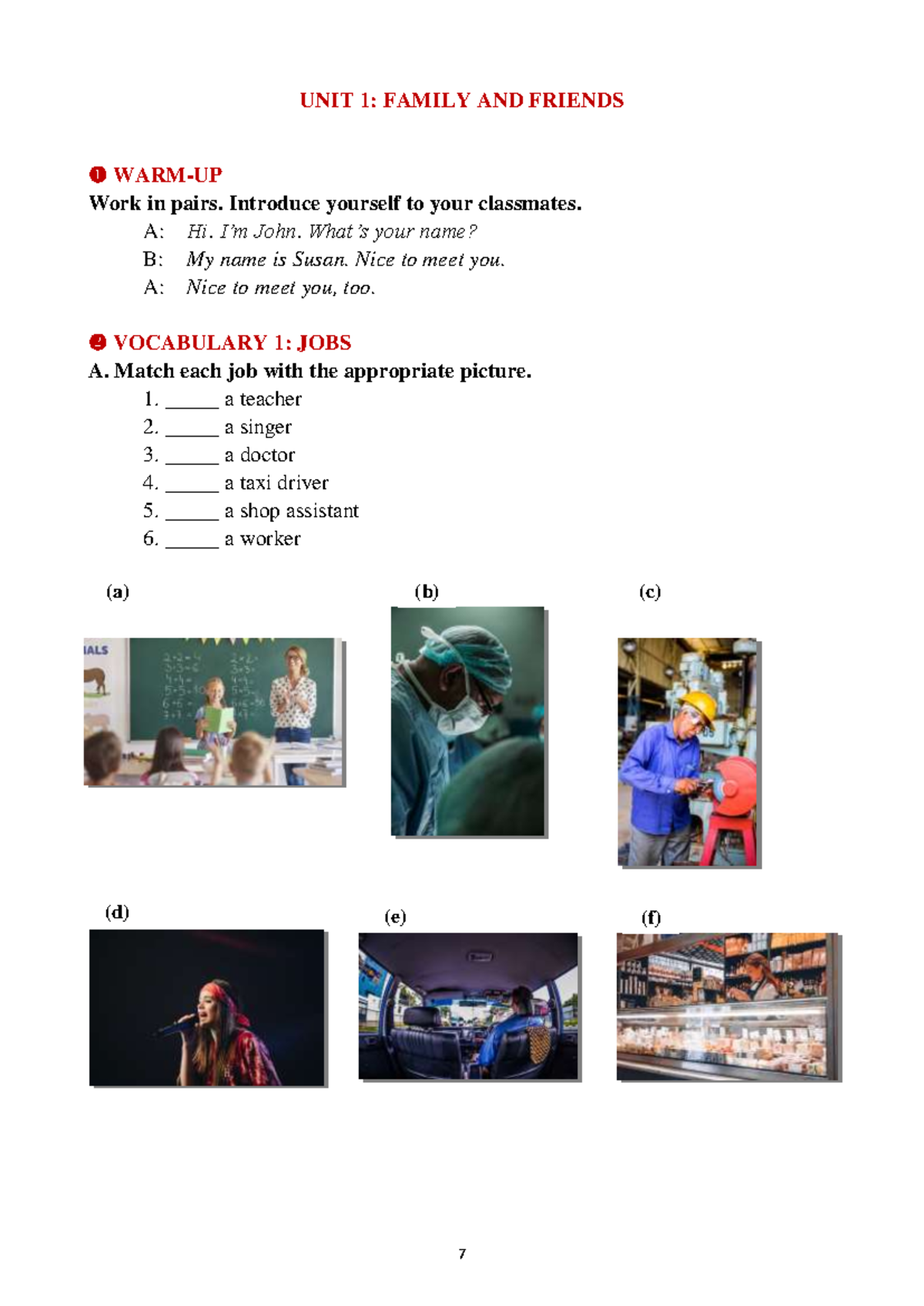 Unit 1 family - UNIT 1: FAMILY AND FRIENDS WARM-UP Work in pairs ...