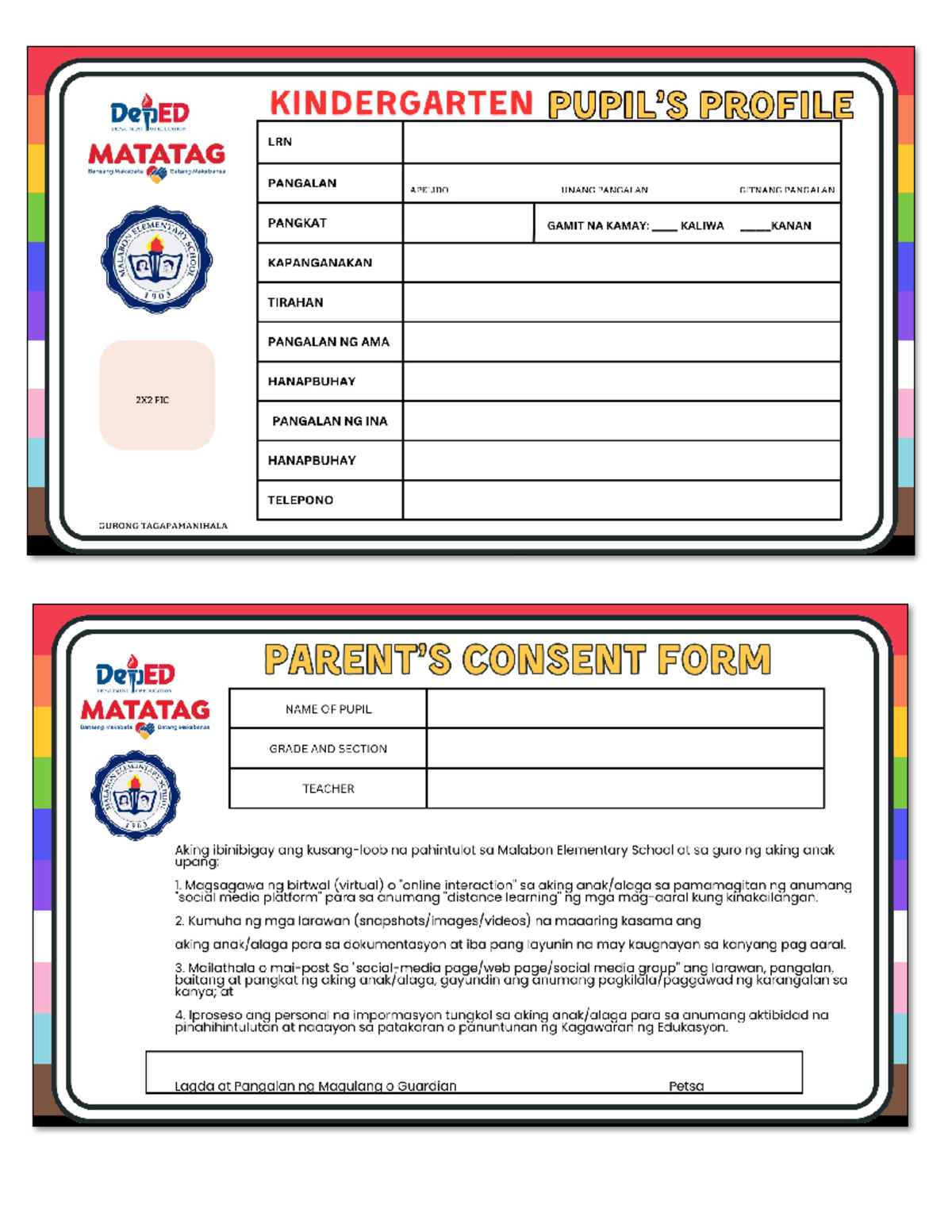 Kinder Profile and Consent FORM 2024 - DepED KINDERGARTEN PROFILE ...