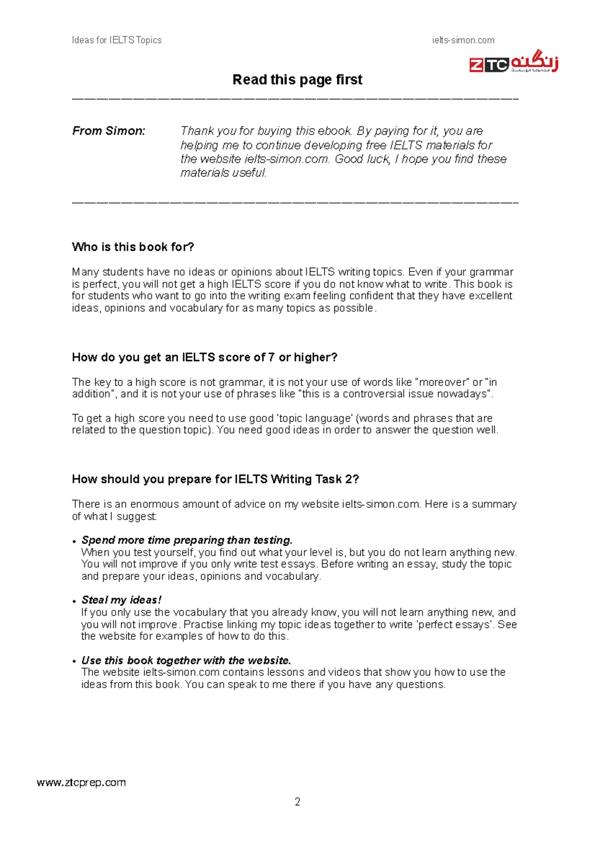 Ielts Simon Ebook (www - Read this page first - Studocu