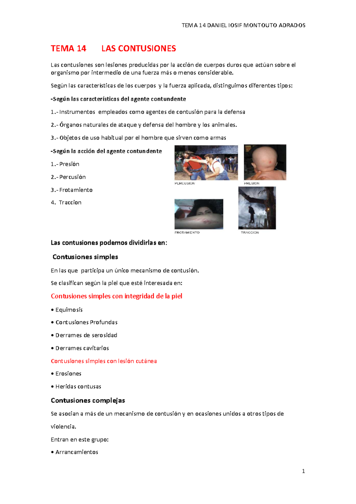 TEMA 14 Resumen - Warning: TT: undefined function: 32 TEMA 14 LAS CONTUSIONES Las contusiones ...