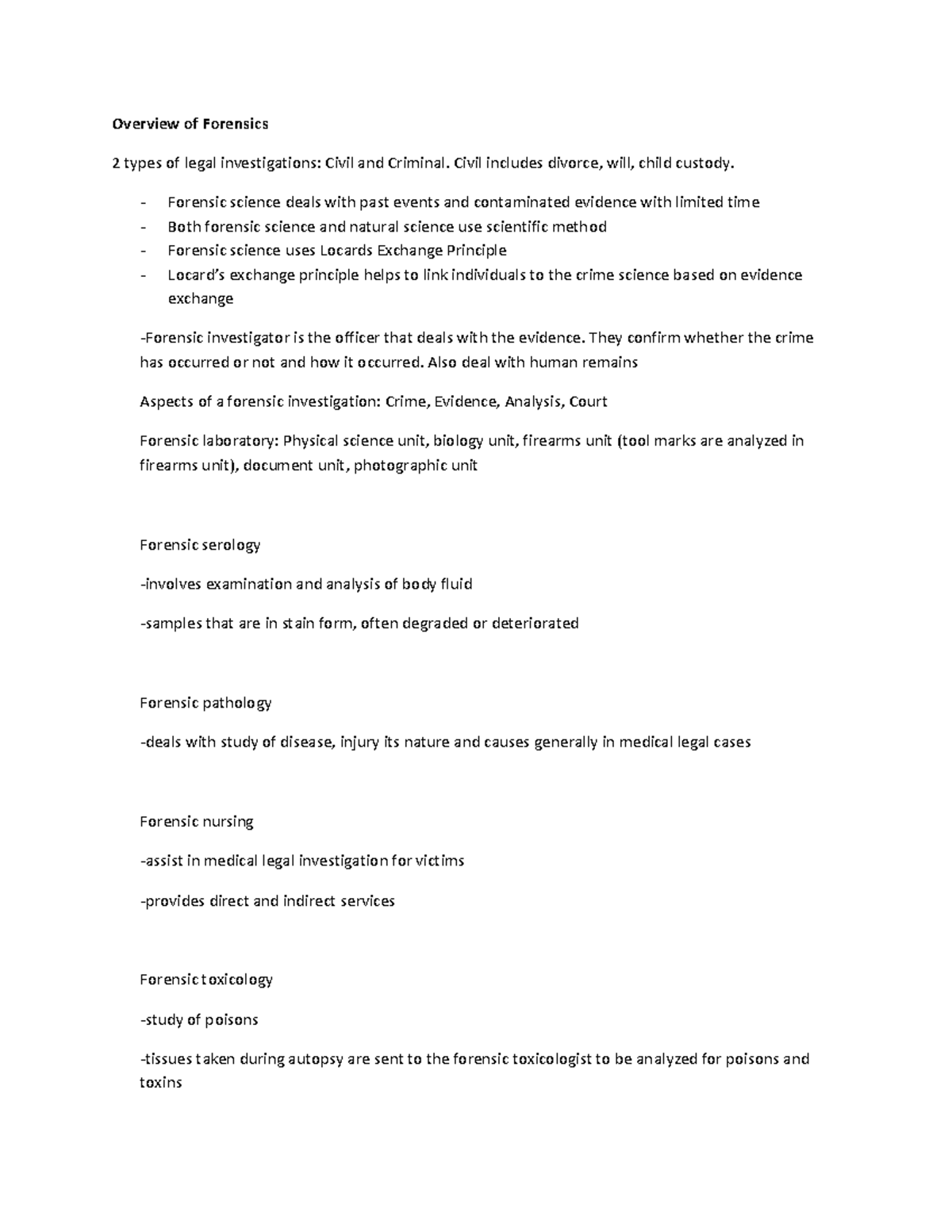 Forensics notes quiz 1 - Overview of Forensics 2 types of legal ...
