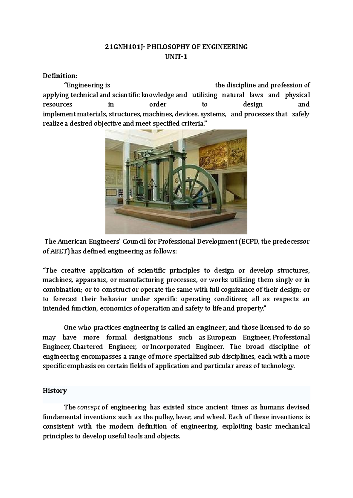 UNIT I - (: (: (: (: (: - 21GNH101J- PHILOSOPHY OF ENGINEERING UNIT ...