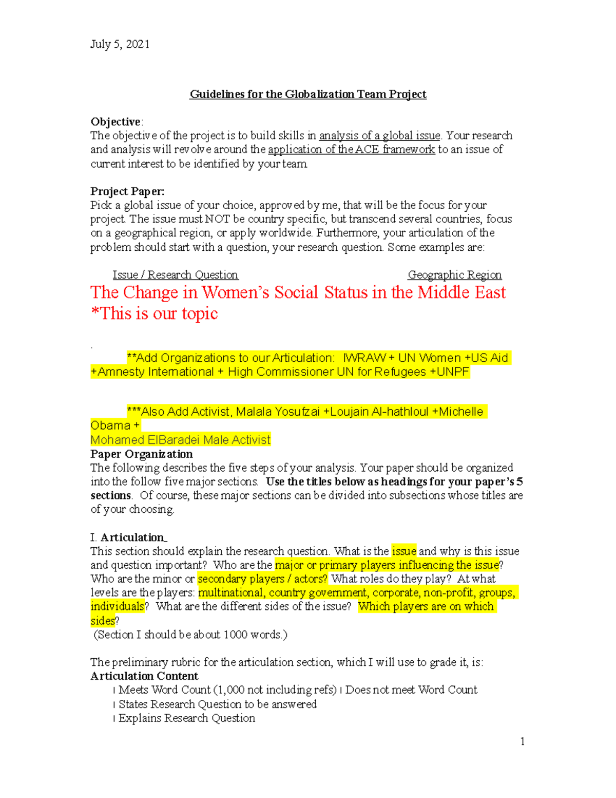 Guidelines for Team Project - Guidelines for the Globalization Team ...