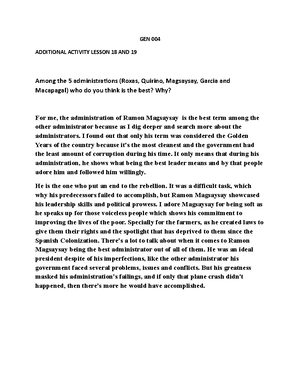 GEN 004 Additional Activity Lesson 5&7 - GEN 004 CHECK: ADDITIONAL ...