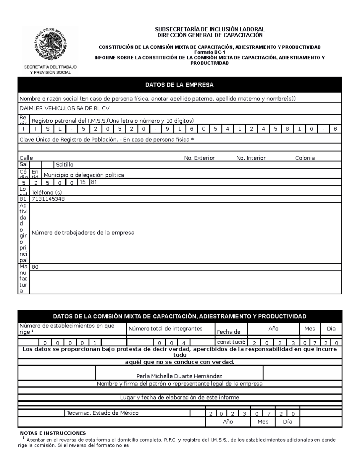 DC-1 reforma - FORMATO DC1 - SUBSECRETARÍA DE INCLUSIÓN LABORAL ...