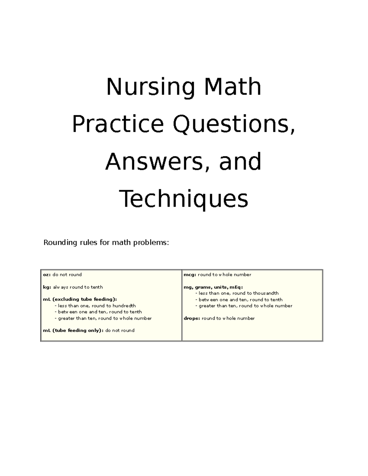 Dosage Calculation Practice Problems - Nursing Math Practice Questions ...