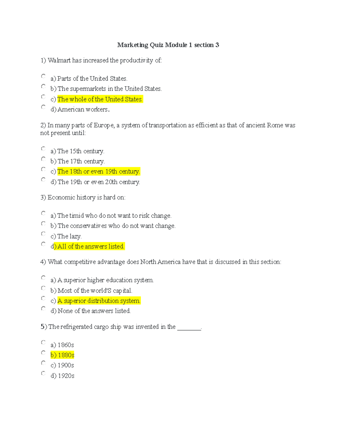 Marketing Quiz Module 1 section 3 - Marketing Quiz Module 1 section 3 ...
