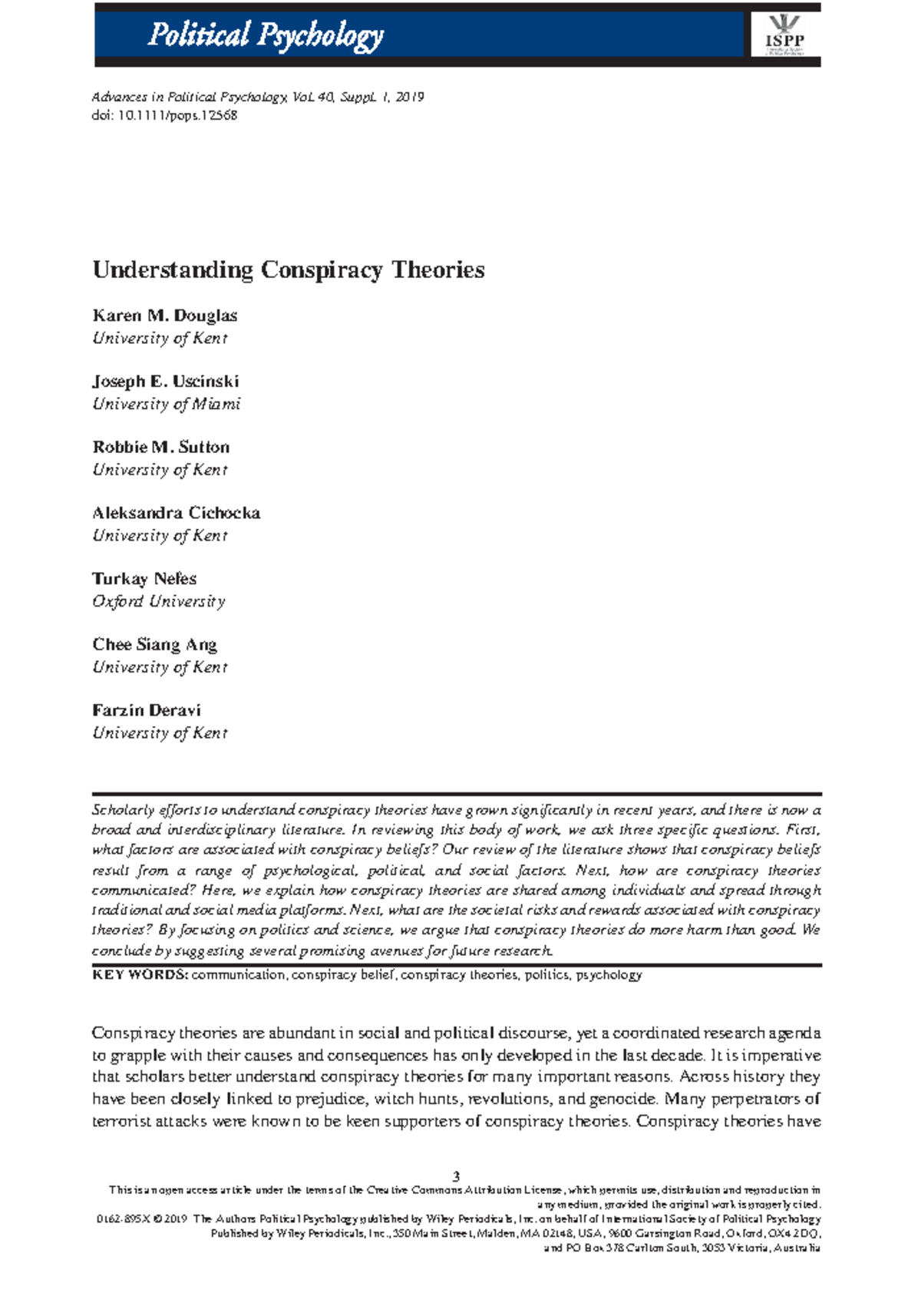 Conspiracy theories - assignment paper - 3 Advances in Political ...