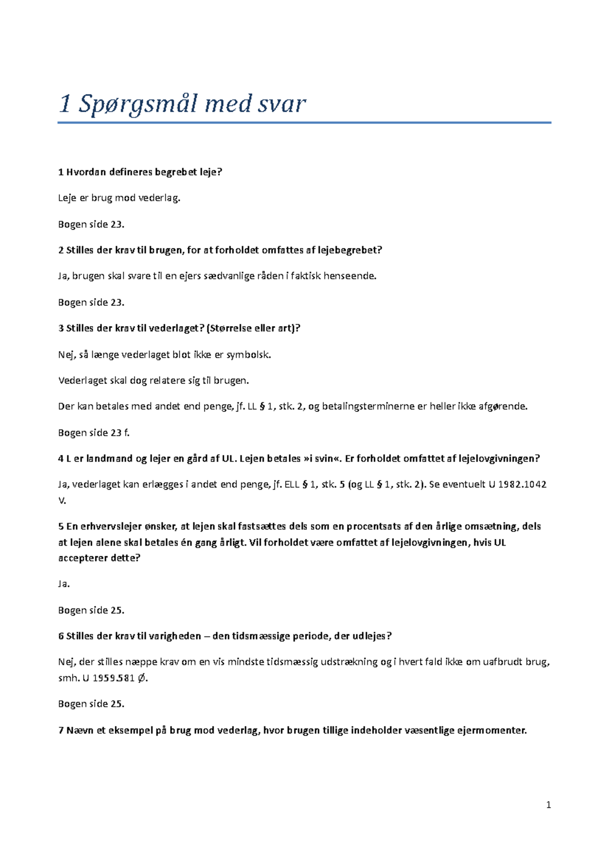 Spørgsål og svar - lejeret lektion 1 - 1 Spørgsmål med svar 1 Hvordan ...