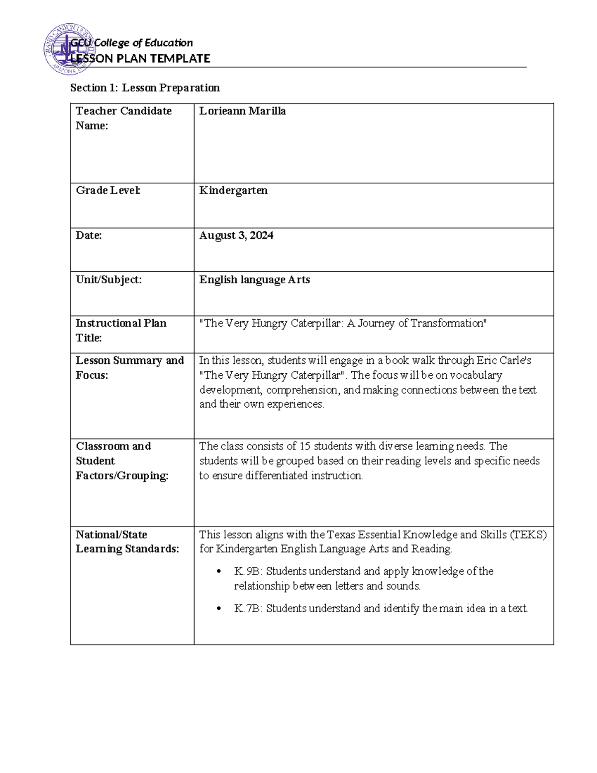 LMarilla ELM-480-Topic 3- Book Walk Lesson Plan - LESSON PLAN TEMPLATE ...