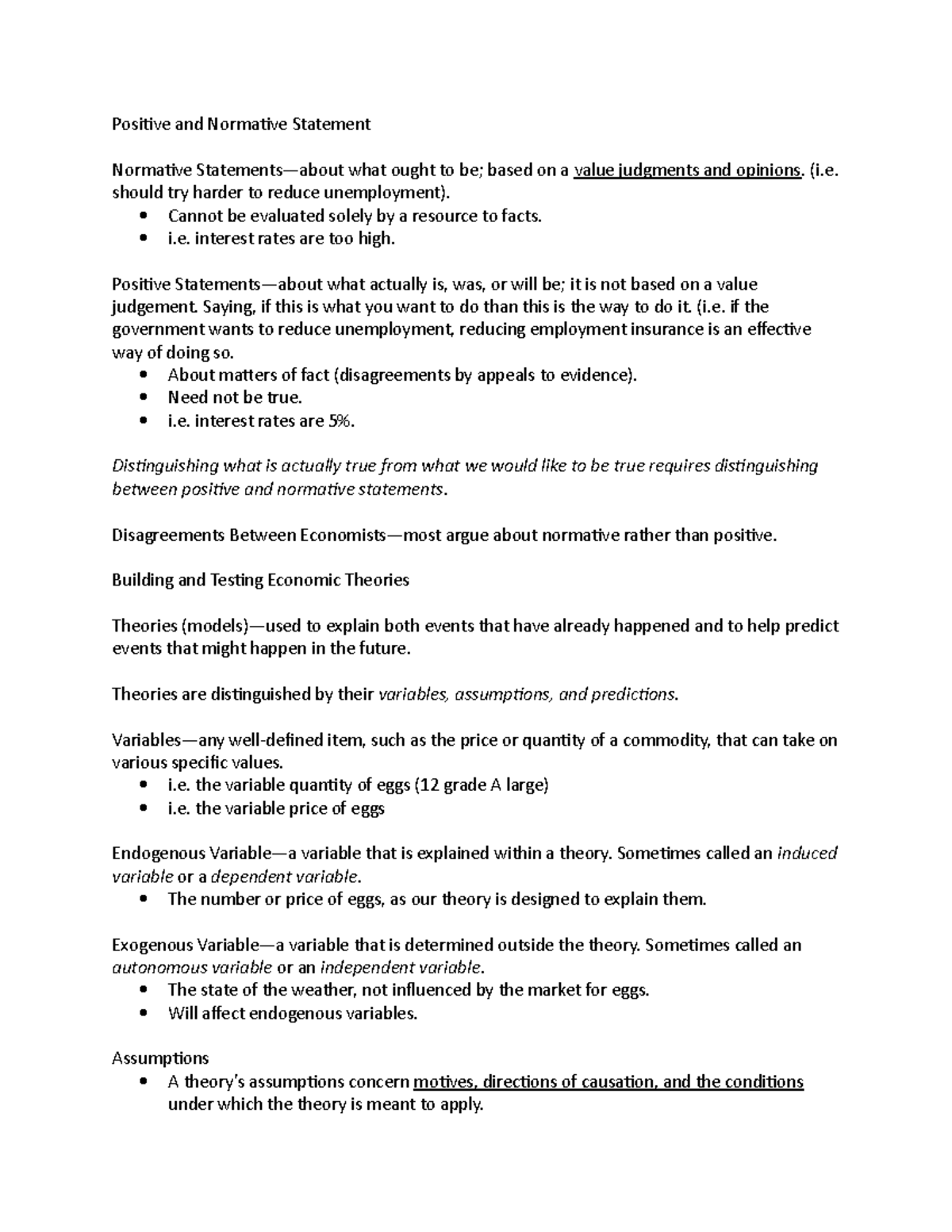 Chapter 2 - ch2 notes for microeconomics, pearson textbook - Positive ...