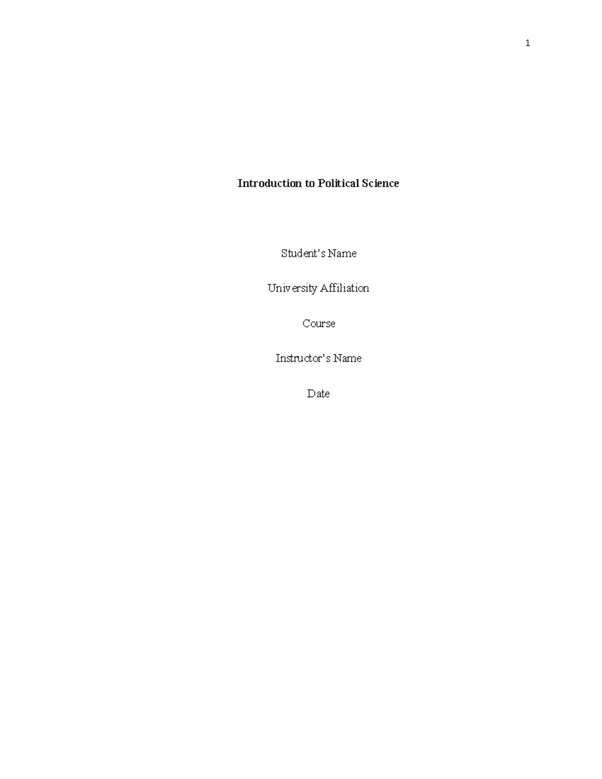 Week 1 Discussion 2 - Introduction to Political Science Student’s Name ...