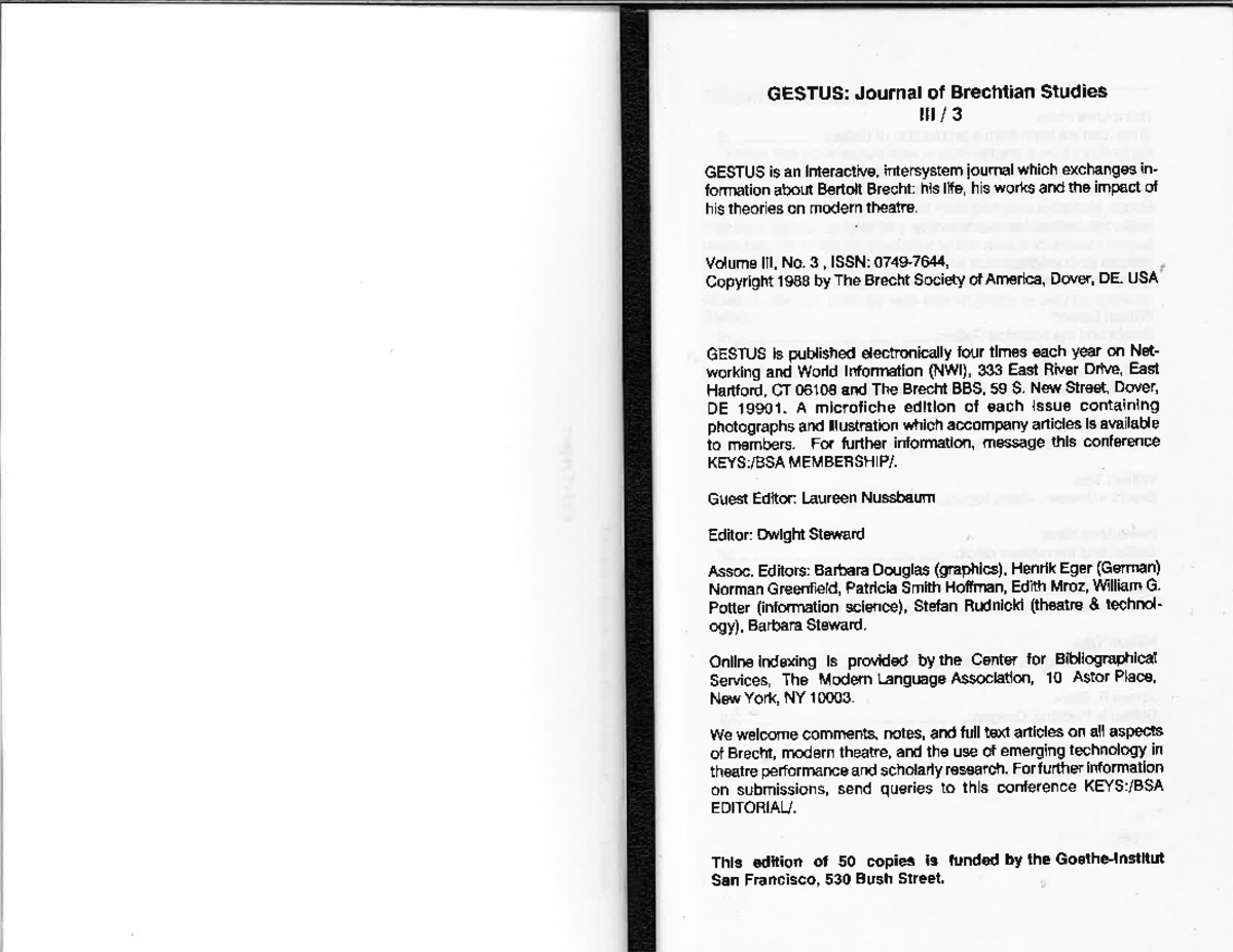 Brecht and the Historical Galileo - GESTUS: Journal of Brechtian ...