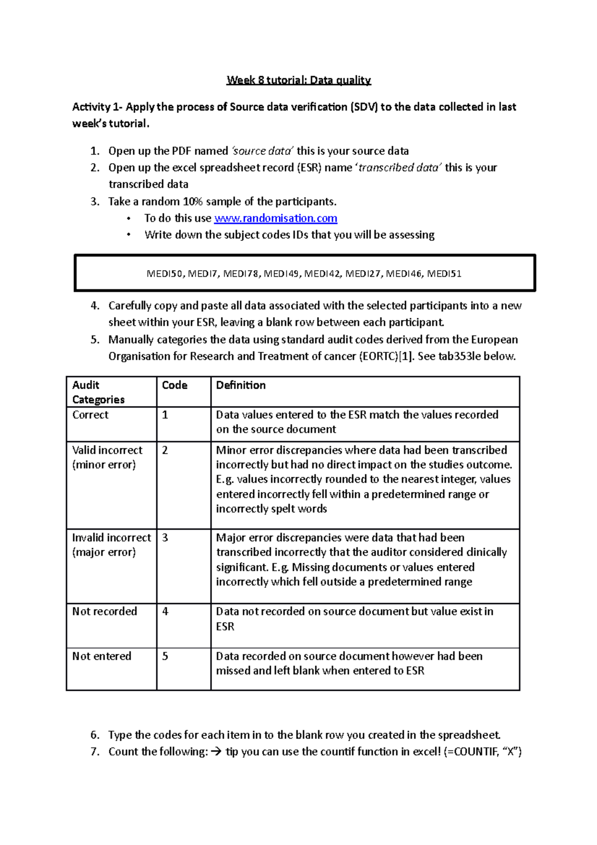 Week 8 tutorial - High distinction - Week 8 tutorial: Data quality ...