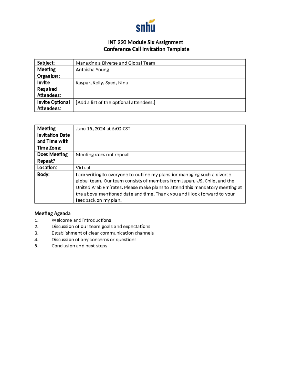 INT 220 Conference Call Invitation Template - INT 220 Module Six ...